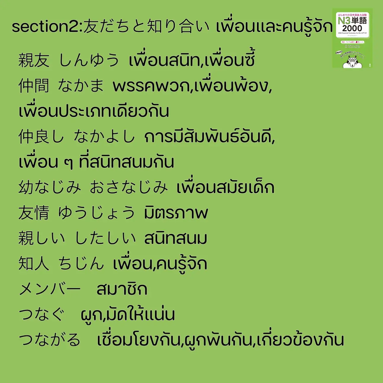 2000 ศัพท์ JLPT N3 chapter 1(S2) | แกลเลอรีที่โพสต์โดย Miyaokechannel | Lemon8