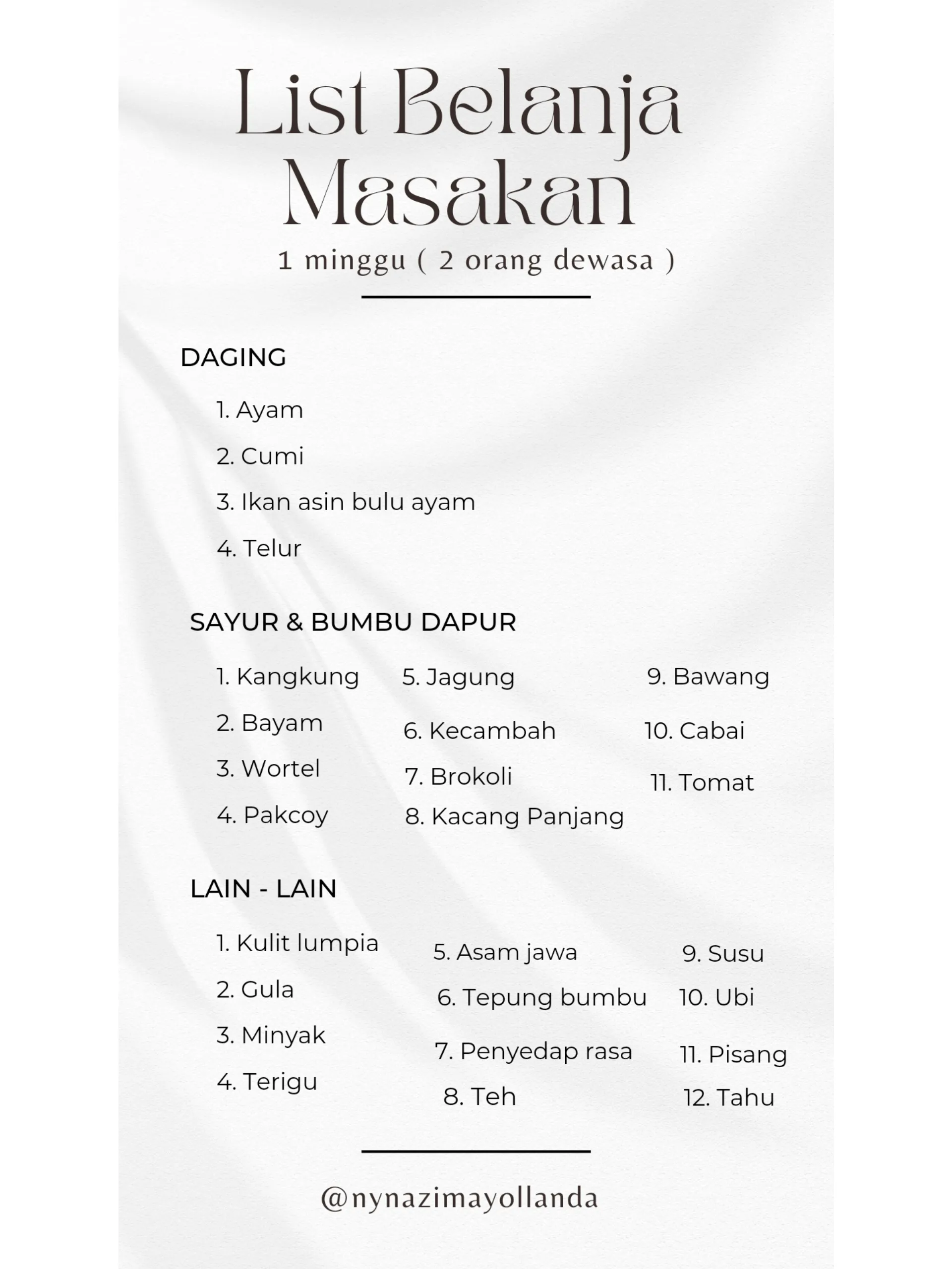 List belanja dapur untuk seminggu 🍱 Pasti Hemat 🤑🤑 | Galeri diposting ...