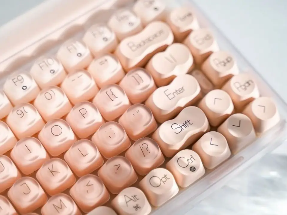 คีย์บอร์ดสีรองพื้น ปุ่ม DOT น่ารักๆ🌨️ | แกลเลอรีที่โพสต์โดย 𝙲𝚑𝚒𝚗𝚐𝚐𝚐 | Lemon8