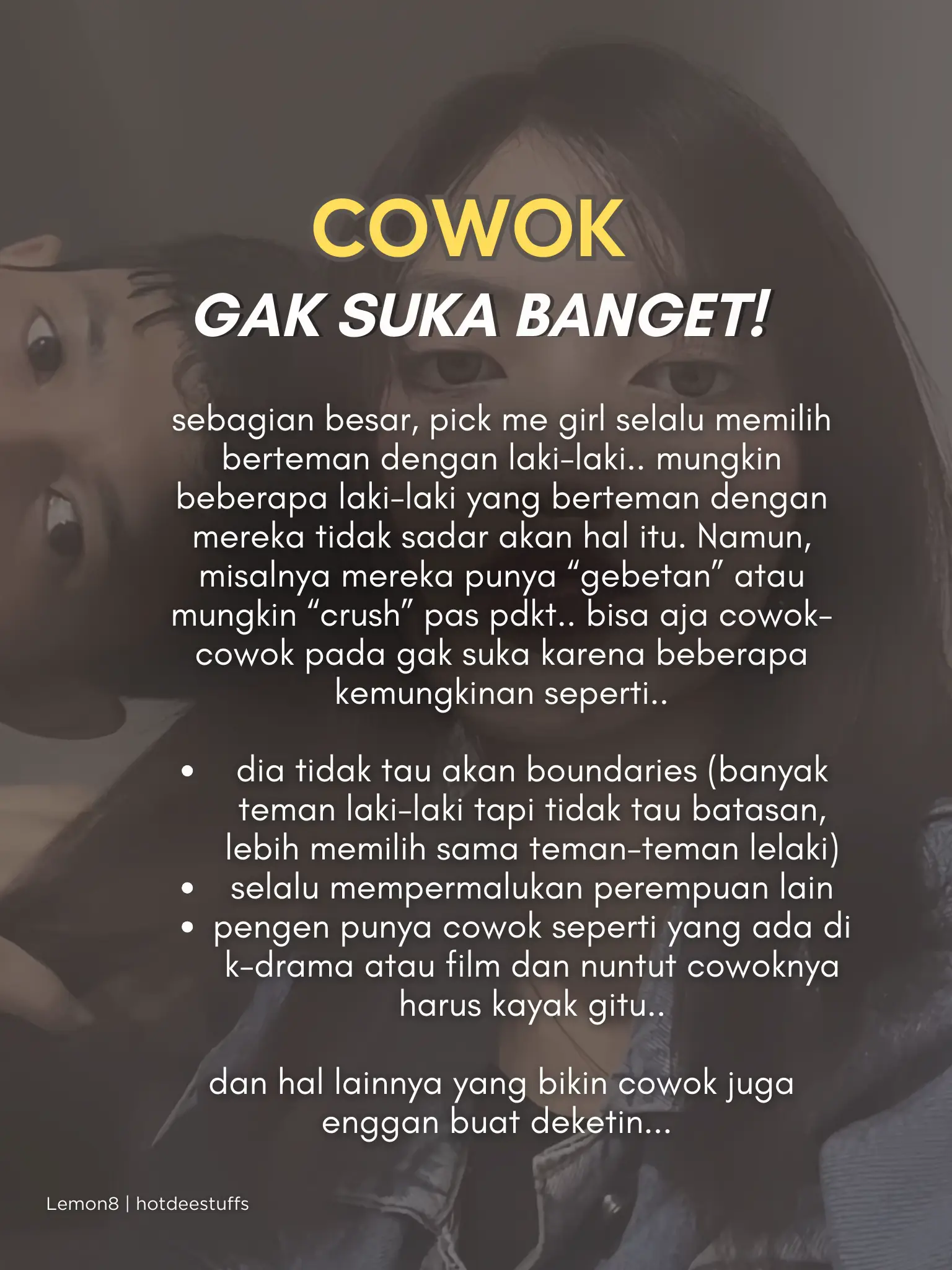 Ciri-ciri PICK ME GIRL yang bikin risih.. 😰 | Galeri diposting oleh Hotdeestuffs | Lemon8