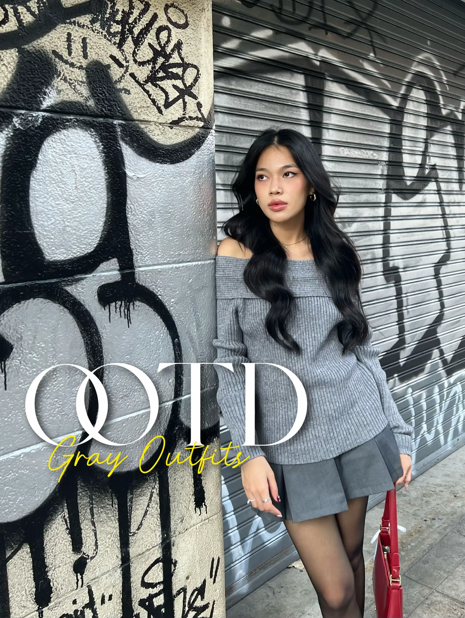 OOTD : แมทช์คู่สีเทากับสีแดงไวน์ 🪩🍒 | แกลเลอรีที่โพสต์โดย aumch | Lemon8