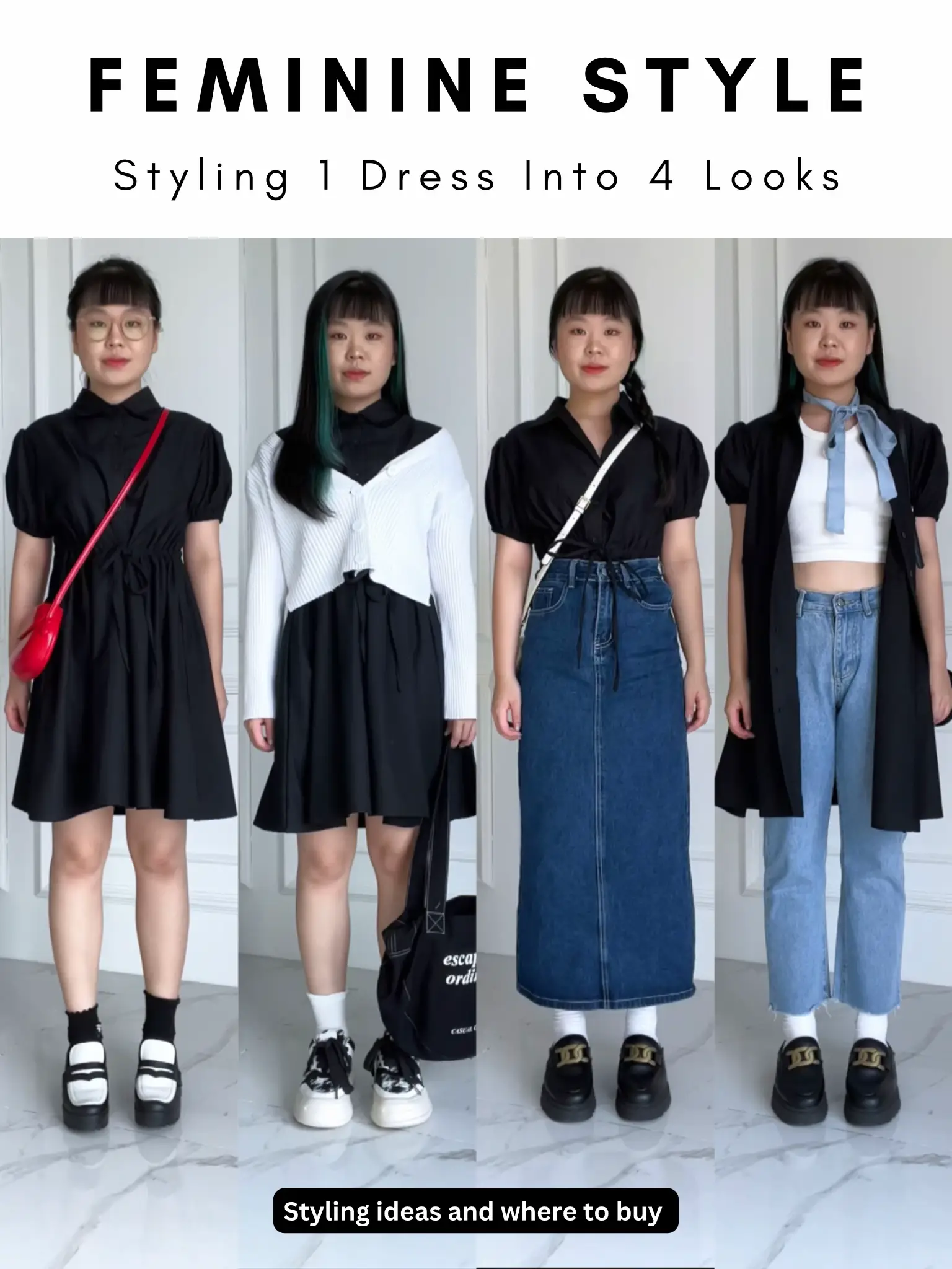 Styling 1 Dress Into 4 Looks!🌸 | Video dipublikasikan oleh Caren Michele | Lemon8