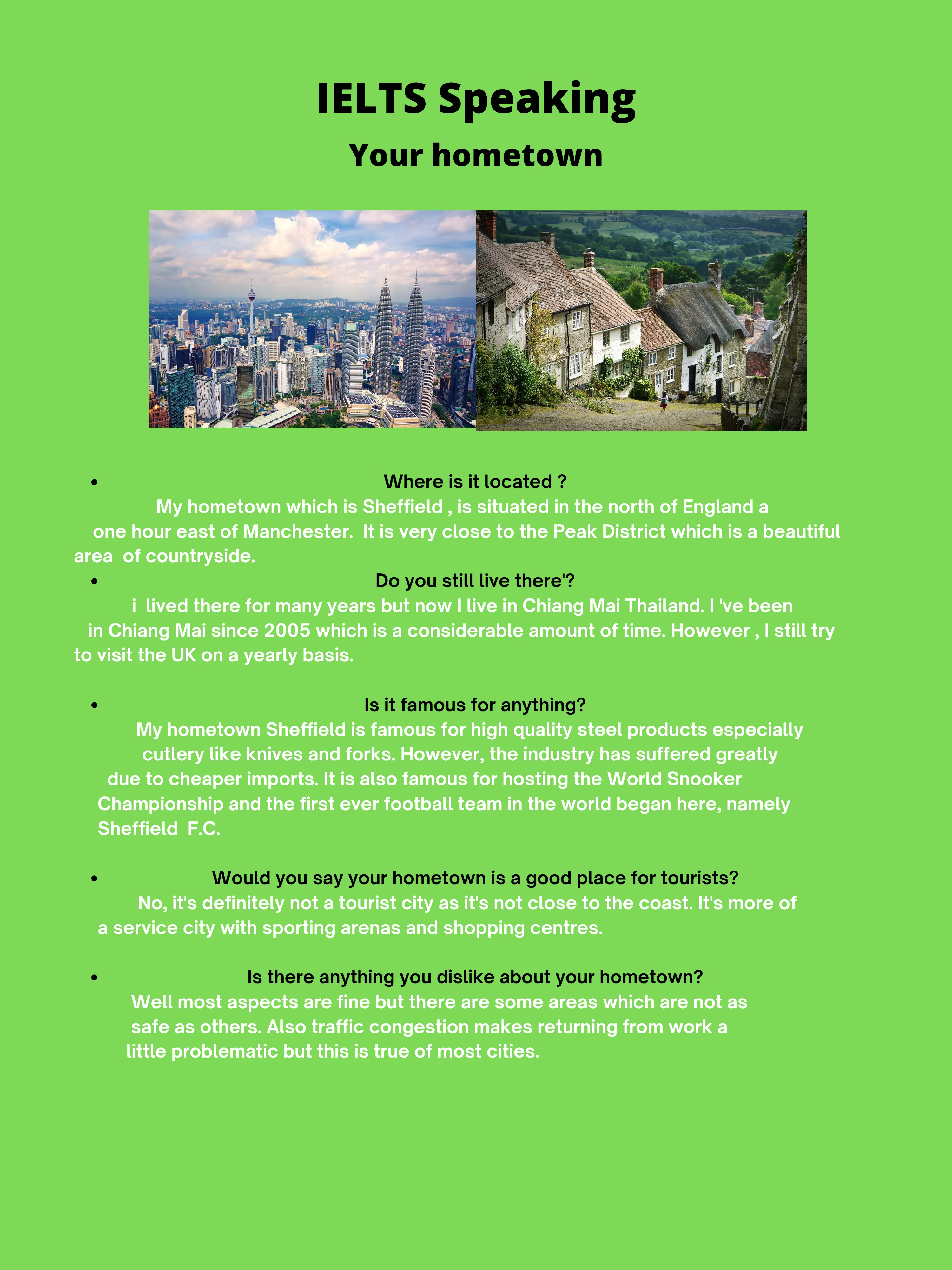 IELTS Speaking - Your hometown | แกลเลอรีที่โพสต์โดย IELTS Martin | Lemon8