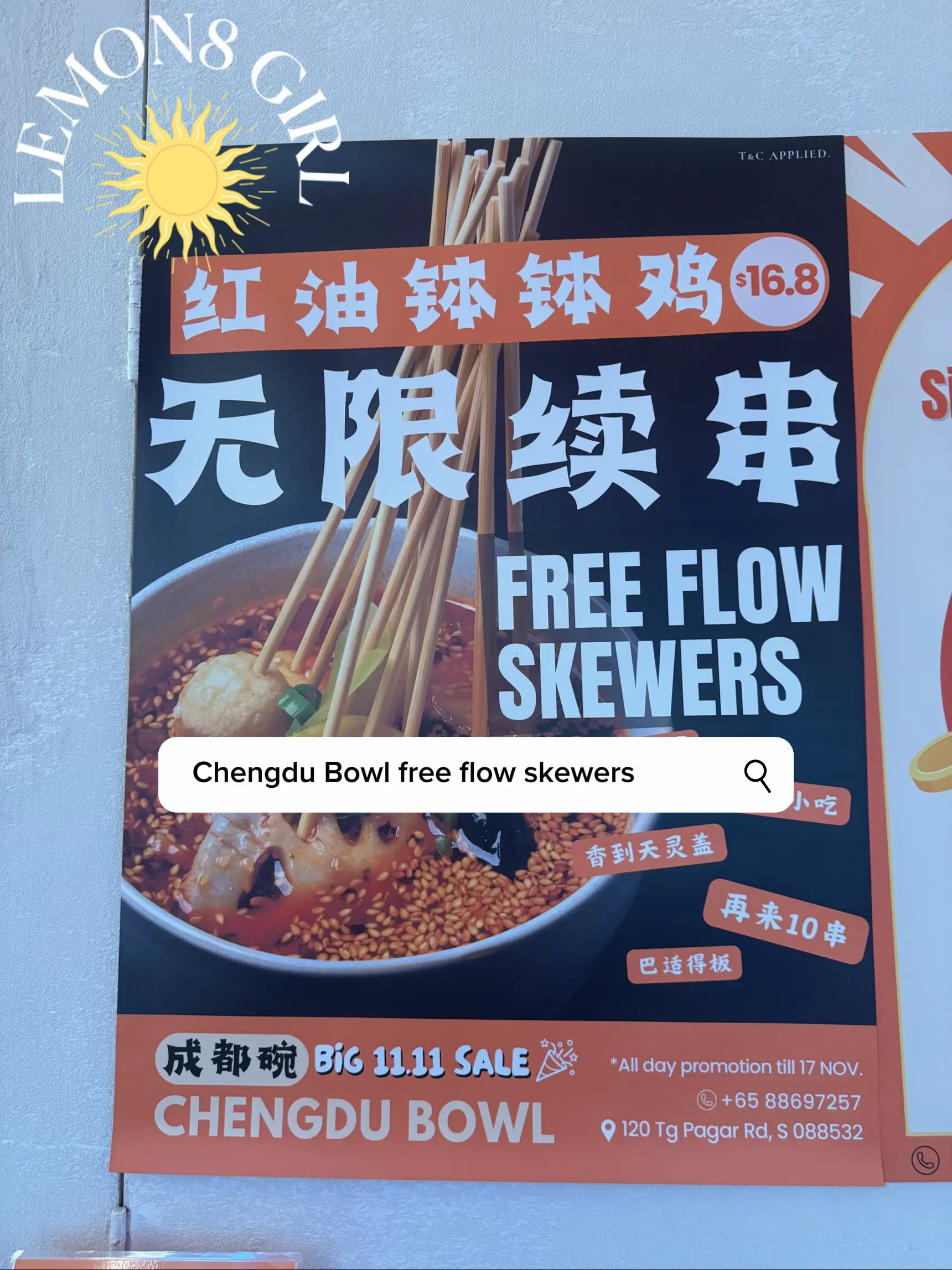 Chengdu bowl🥣free flow skewers🍢2nd tapas 50% off🍛 | Video published by cccdaccc | Lemon8