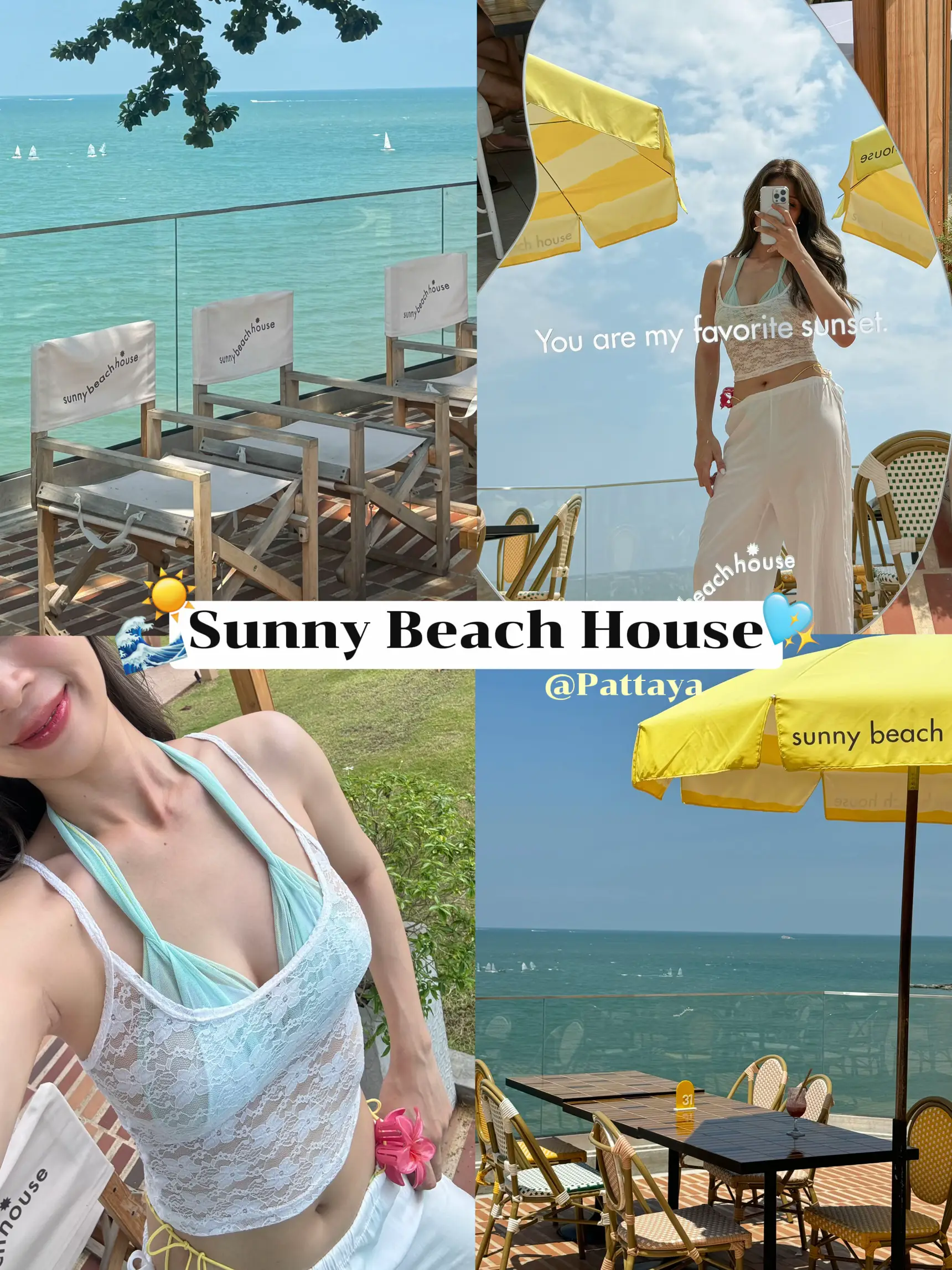 คาเฟ่ติดทะเลเปิดใหม่พัทยา Sunny Beach House Pattaya🌞🩵🌊 | แกลเลอรีที่โพสต์โดย nnnewsntd | Lemon8