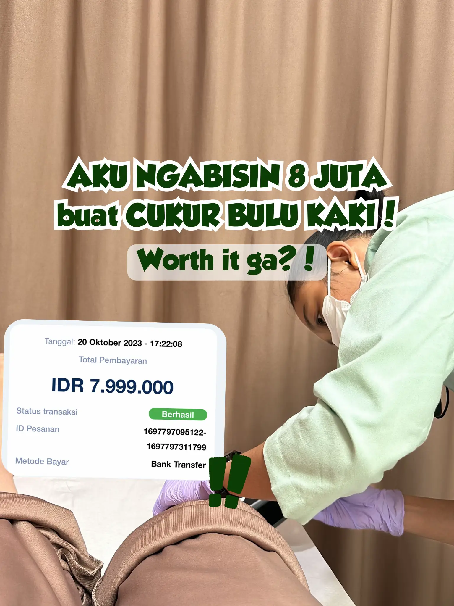 CUKUR BULU KAKI ABIS 8 JUTA!! WORTH IT BENERAN? | Galeri diposting oleh Nadiah A | Lemon8
