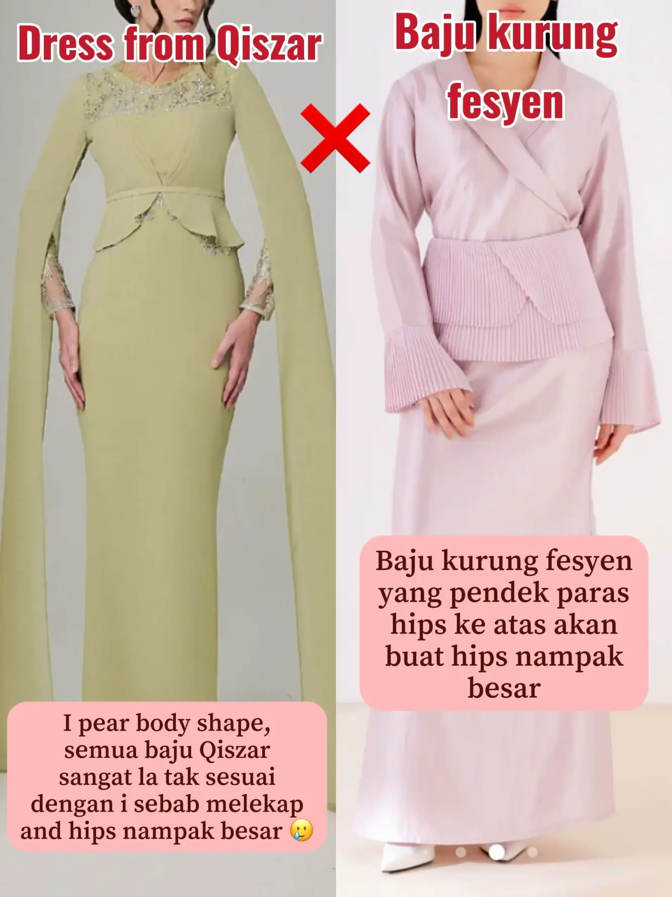 Baju Raya RED FLAG untuk Pear Body Shape! | Galeri disiarkan oleh aliahjennie | Lemon8