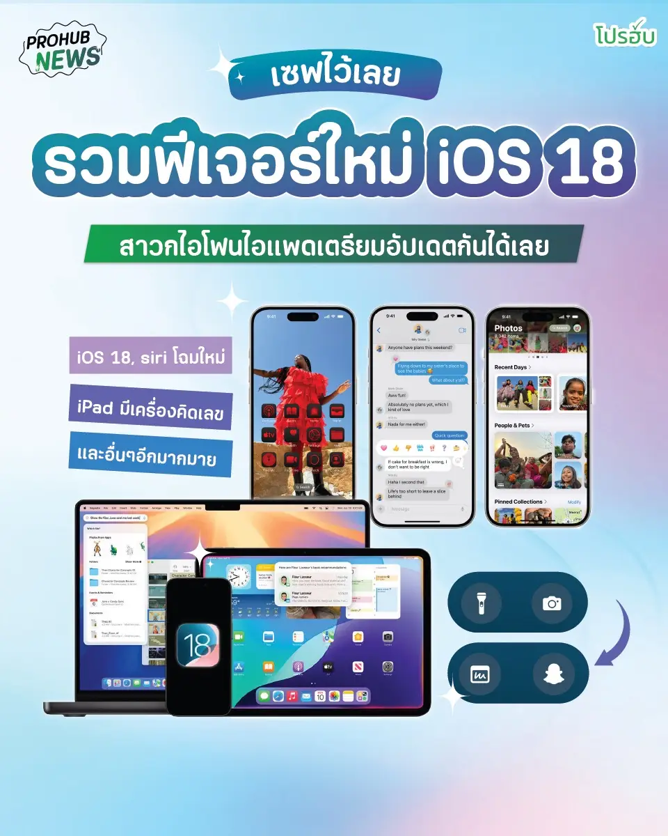 📱สรุปฟีเจอร์เปิดตัว IOS 18 🆕 | แกลเลอรีที่โพสต์โดย prohubpromotion | Lemon8