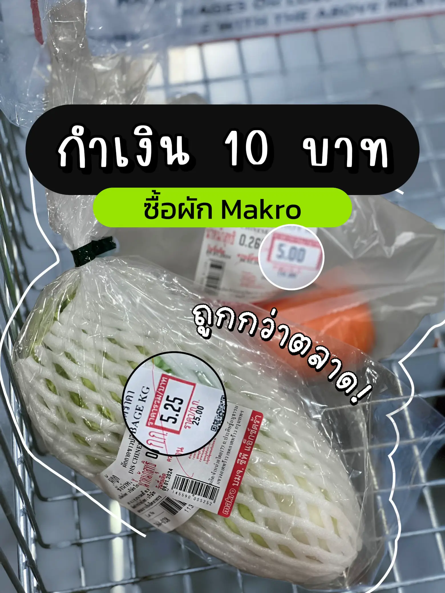 กำเงิน 10 บาทซื้อผัก Makro | แกลเลอรีที่โพสต์โดย IAMMAI | Lemon8