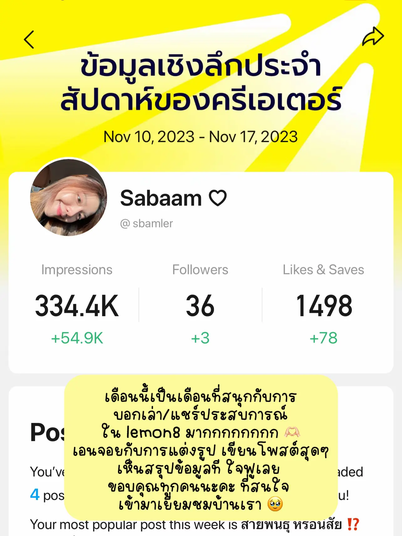 🍋😂ความในใจ!! เมื่อฉันได้รับรางวัลจาก Lemon8 🎉 | แกลเลอรีที่โพสต์โดย Sabaam ♡ | Lemon8