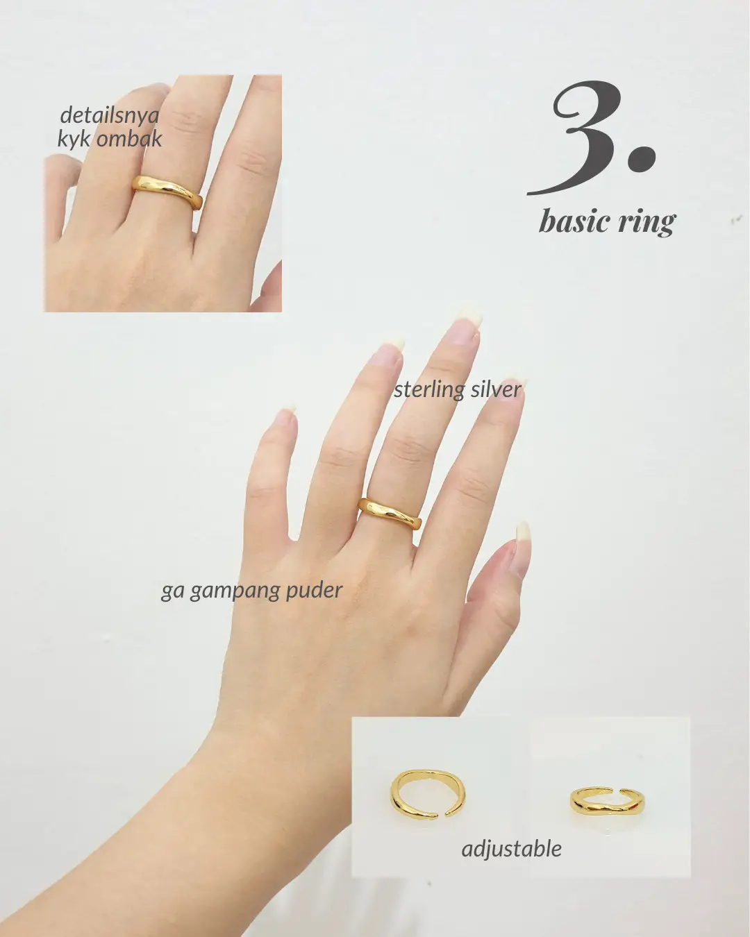 My daily rings! all Adjustable, and under 150k😉 | แกลเลอรีที่โพสต์โดย Odelia Catalina | Lemon8