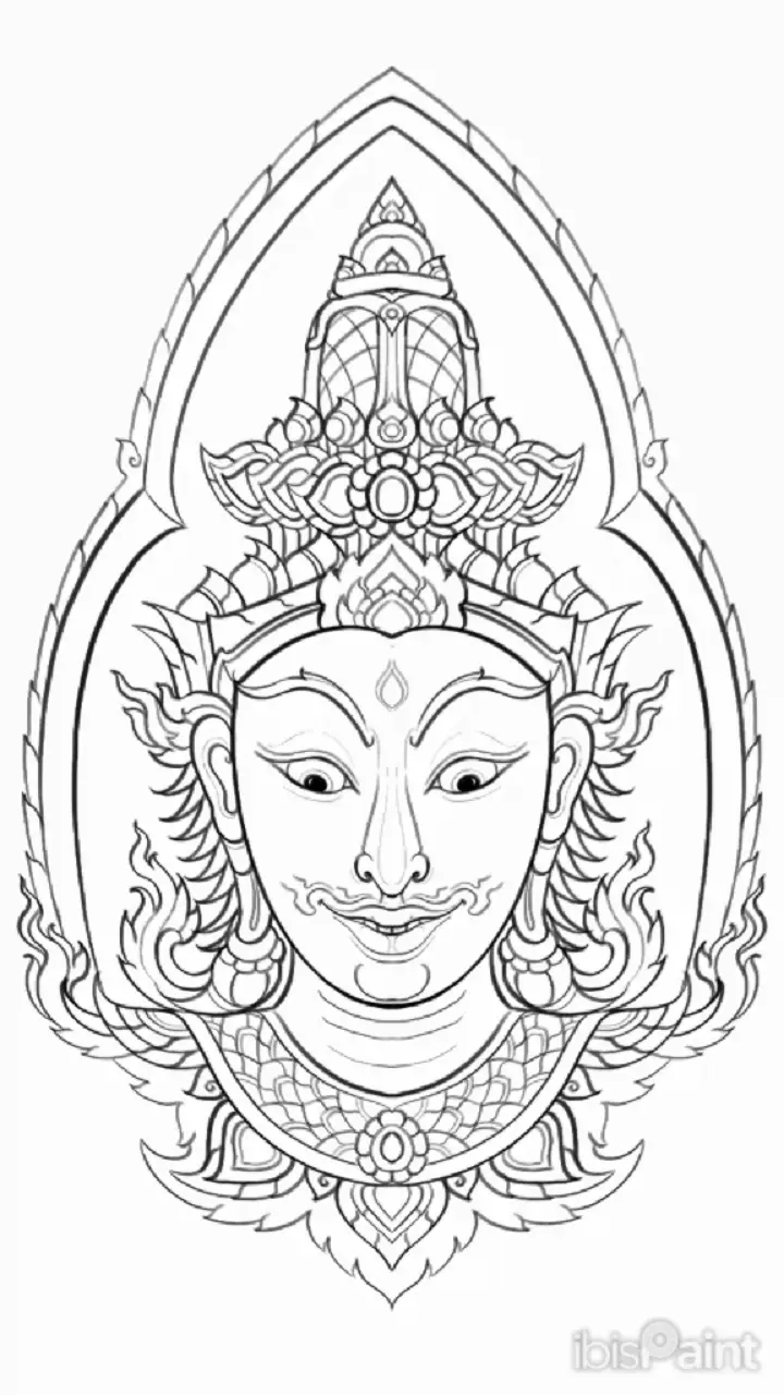 วาดเส้นหน้าพระในงานจิตรกรรมไทย | วิดีโอที่เผยแพร่โดย Another Kanok | Lemon8