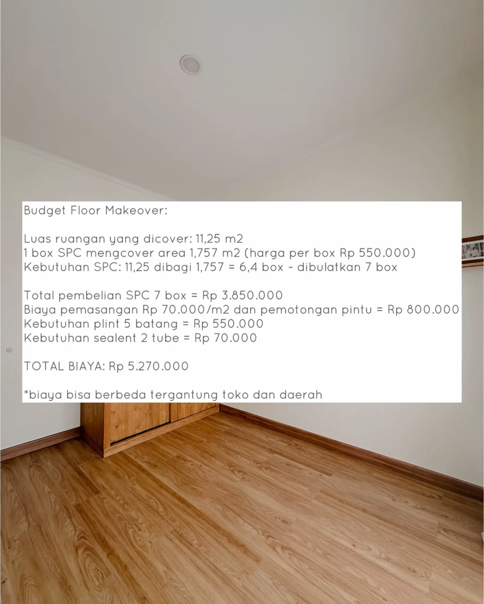 Berapa sih biaya makeover lantai pakai SPC? 🤔 | Galeri diposting oleh casaagastya | Lemon8