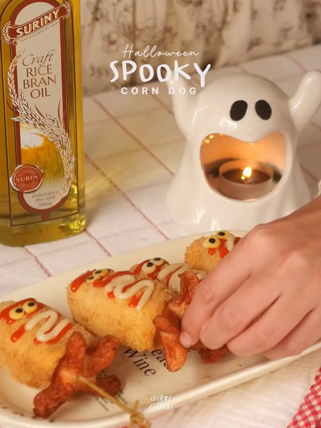 วิธีทำ Spooky Corn Dog 🌭👻🍗คอร์นด๊อกหมึกน้อยฮาโลวีน | แกลเลอรีที่โพสต์ ...