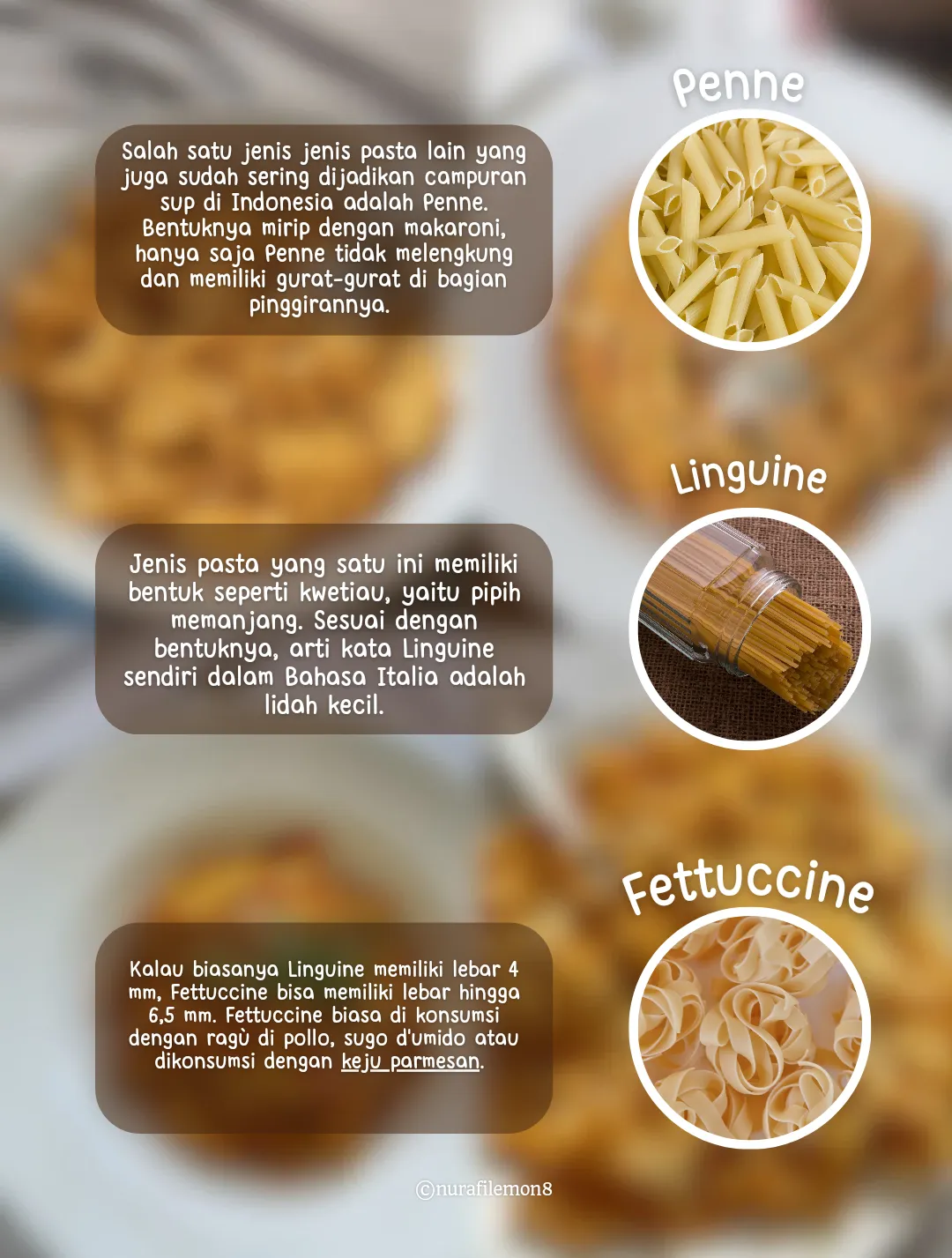 WAJIB TAU‼️JENIS PASTA YANG SERING KITA JUMPAI | Galeri diposting oleh ˚ ༘ nurulrhmaa | Lemon8