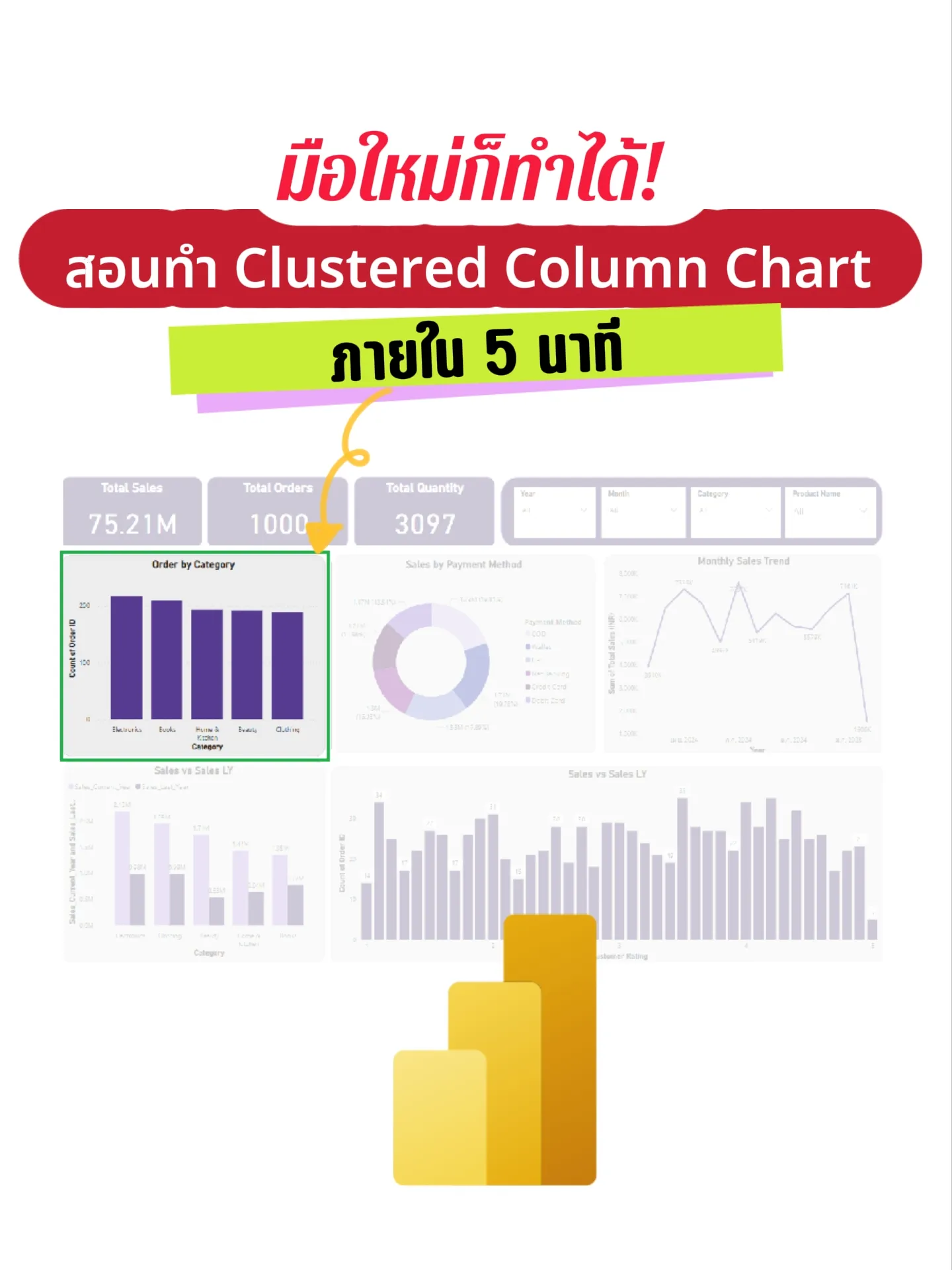 มือใหม่ก็ทำได้! สอนทำ Clustered Column Chart | แกลเลอรีที่โพสต์โดย Pram12 | Lemon8