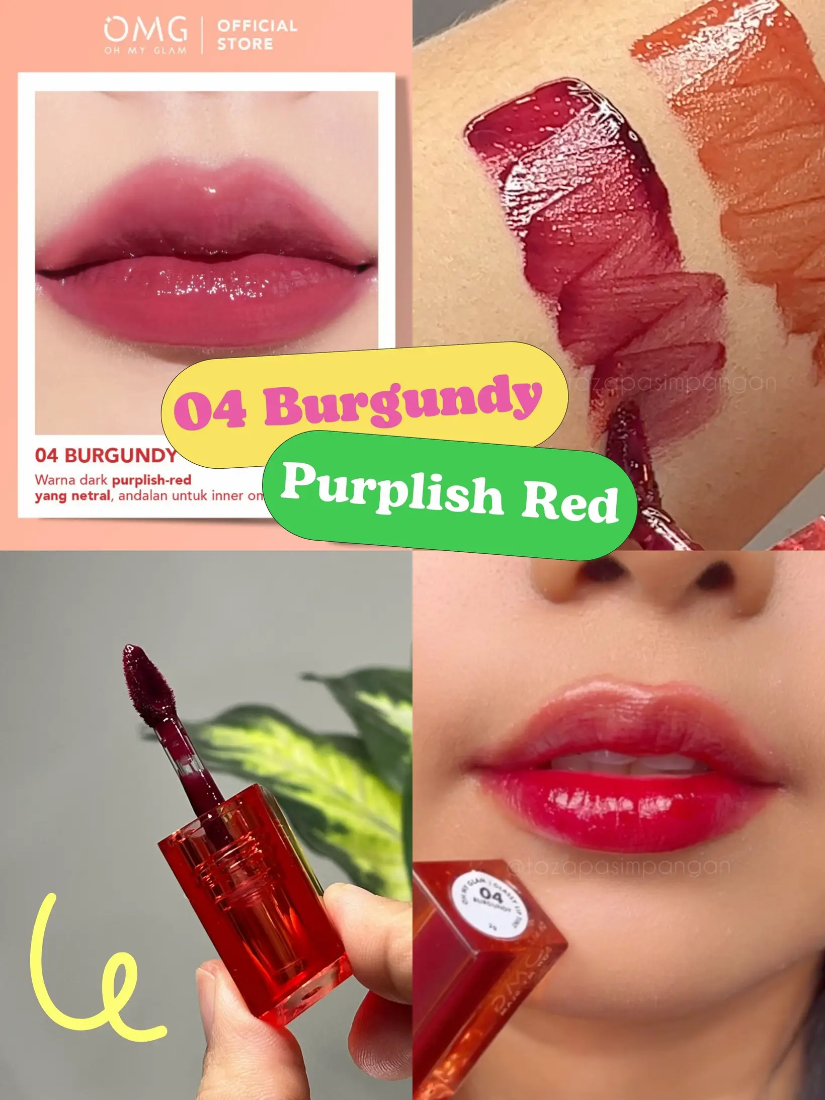 Swatches semua shades OMG Glassy Lip Tint | Galeri diposting oleh ...
