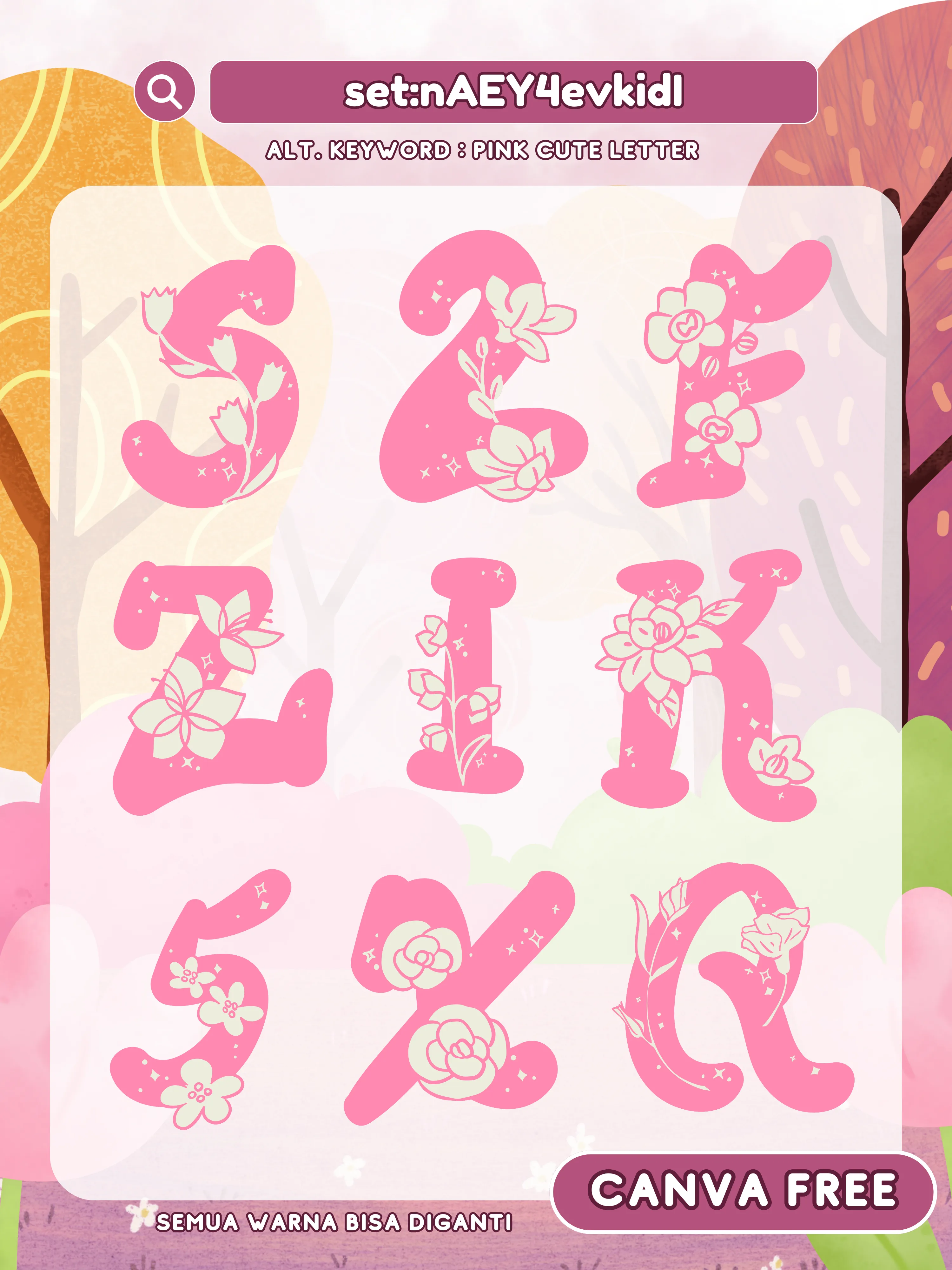 Kode Elemen Pink Tergemes di Canva!! | Galeri diposting oleh Choco Avo ...