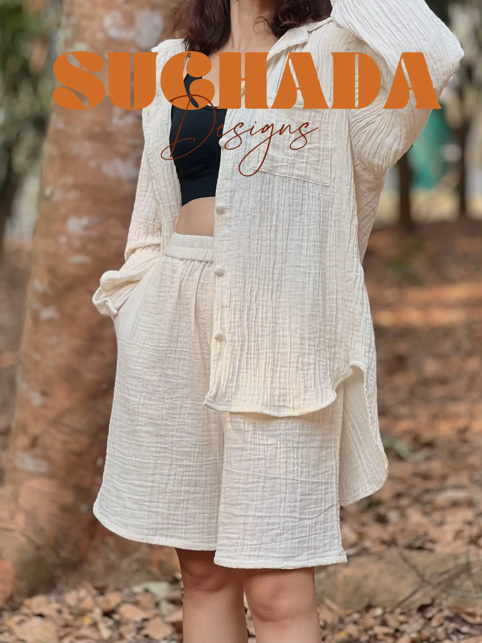 ชุดแซต เสื้อเชิ้ต กางเกงขาสั้น ผ้าสาลู 2 ชั้น | วิดีโอที่เผยแพร่โดย SUCHADA_Designs | Lemon8