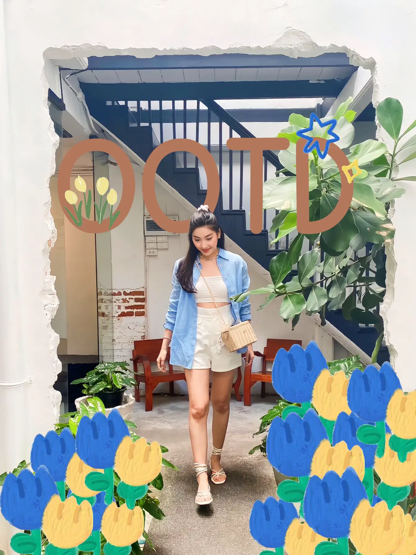 ootd with blue shirt | วิดีโอที่เผยแพร่โดย nae | Lemon8