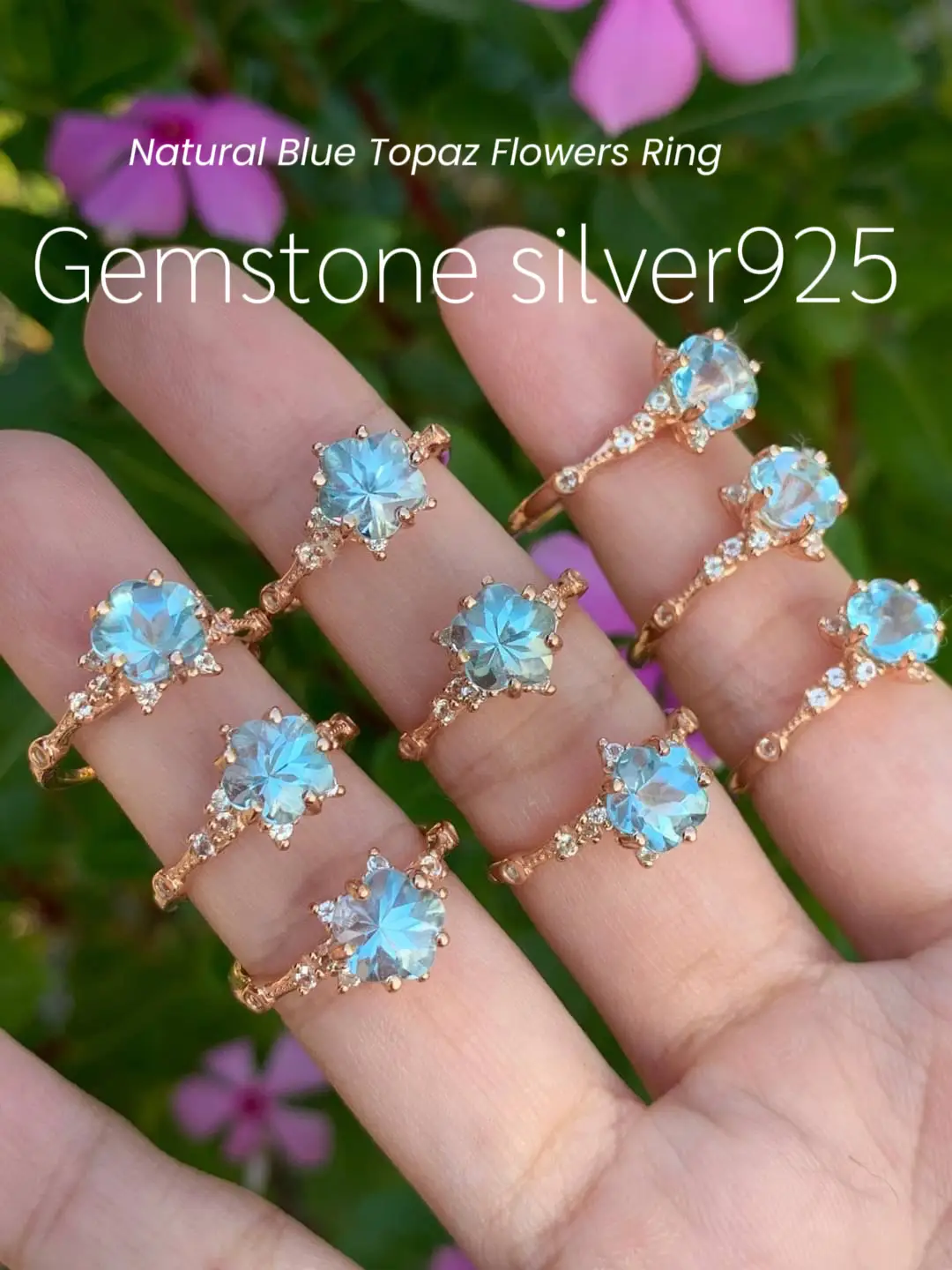 Natural Blue Topaz Flowers Ring | แกลเลอรีที่โพสต์โดย Gems in my life ...