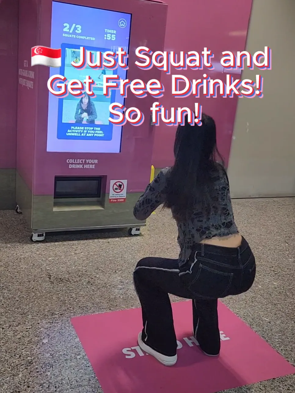 🇸🇬 Just Squat and Get Free Drinks! So fun 😍 | Video published by W | Lemon8