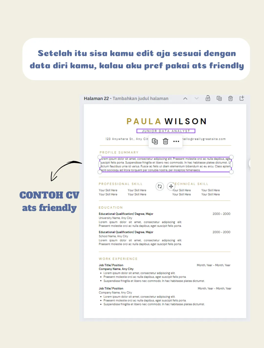cv template free edit - Carian Lemon8