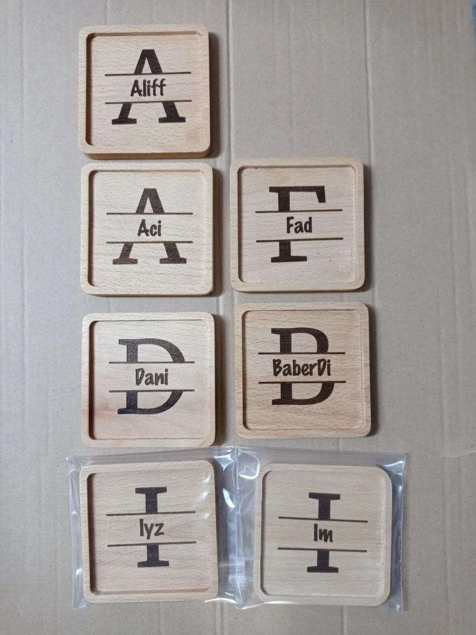 wooden square name Initial Coaster | Gallery posted by shoppingjoyous ...