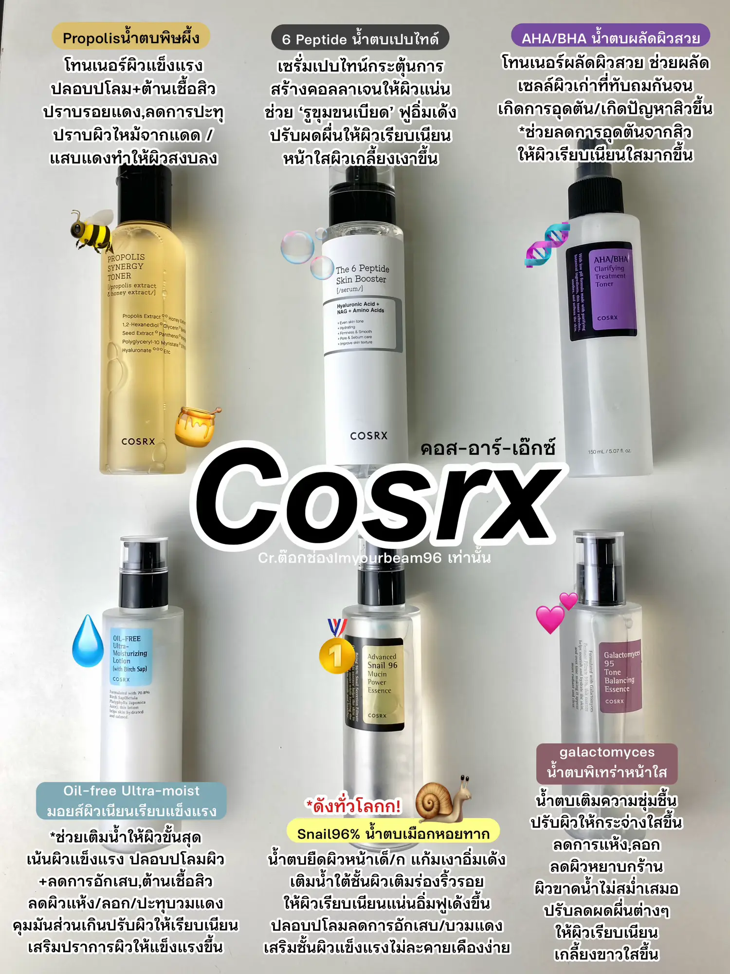 รีวิว Cosrx เกือบทุกตัว🇰🇷 | แกลเลอรีที่โพสต์โดย IMYOURBEAM96 | Lemon8