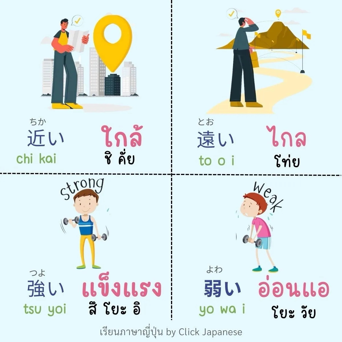 #รวมคำศัพท์คำตรงกันข้ามภาษาญี่ปุ่น #い形容詞 | แกลเลอรีที่โพสต์โดย ...