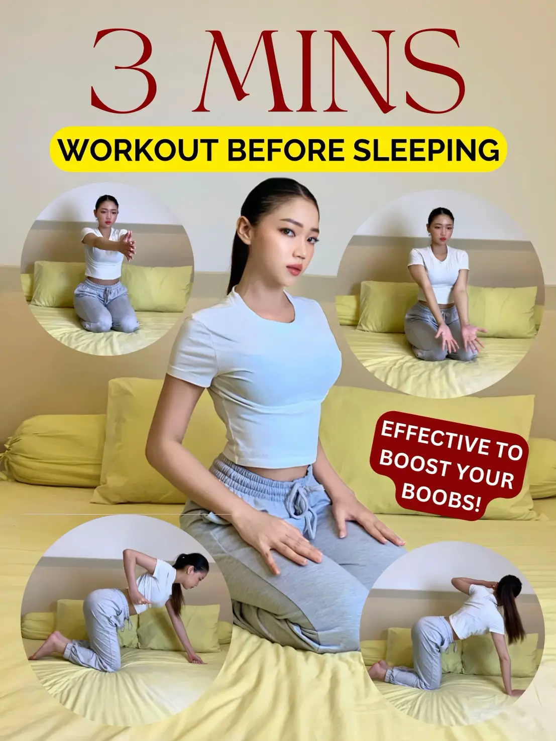 3 MIN CHEST & SHOULDER WORKOUT DI RANJANG AJA😍 ️ | Video dipublikasikan oleh Charmine🤍 | Lemon8