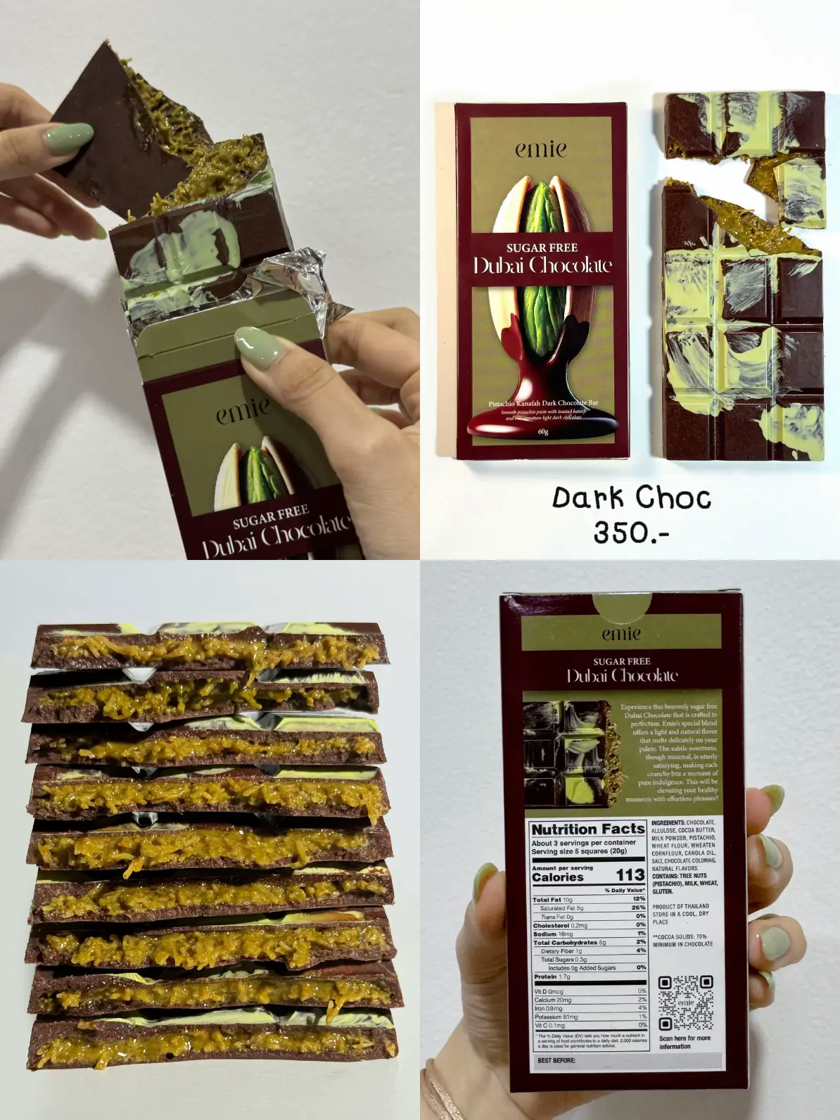 Dubai Chocolate Bar 🍫 สูตรไร้น้ำตาล! - ร้าน Emie | แกลเลอรีที่โพสต์โดย ...
