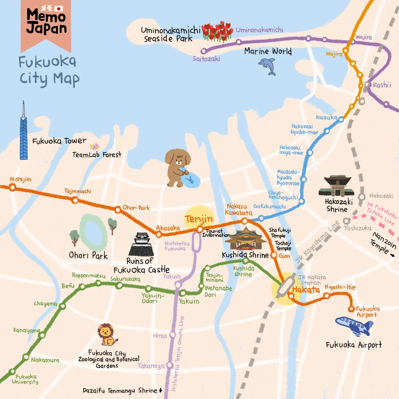 FUKUOKA MAP ที่เที่ยวที่เด่นๆ อยู่ที่ไหนบ้าง ปักไว้ให้แล้ว | แกลเลอรี ...