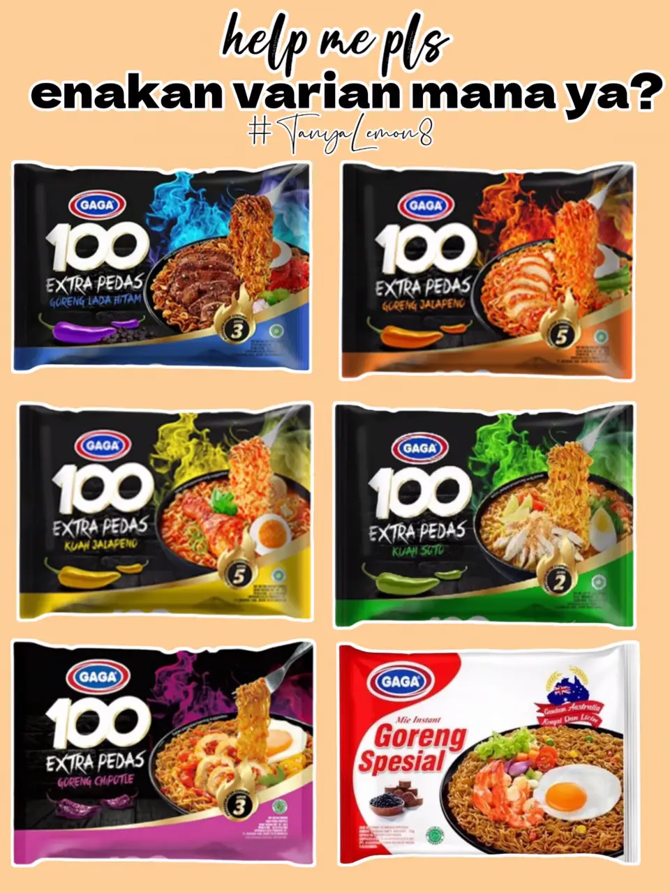ENAKAN MIE GAGA YANG MANA YA⁉️😋 | Galeri diposting oleh 𝓁𝑒𝓃𝒶 | Lemon8