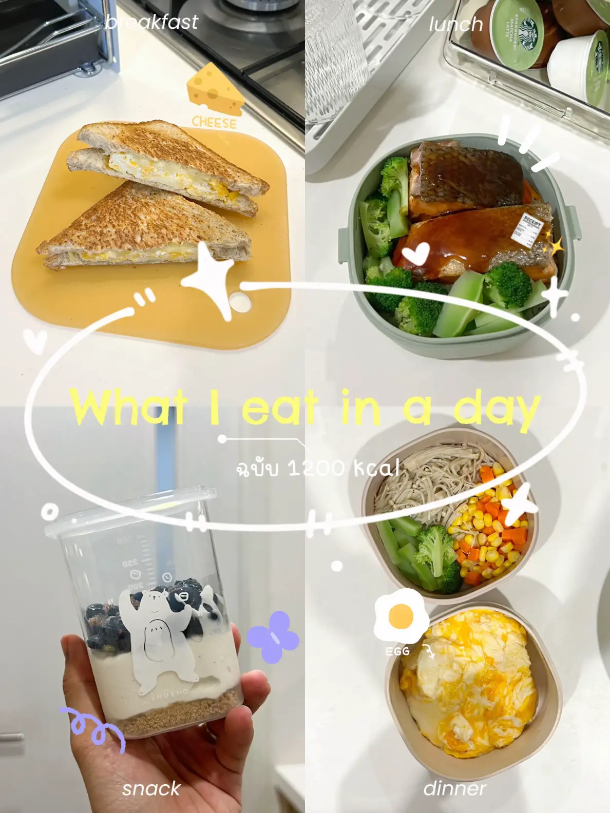一日に食べるもの省1,200 kcal🍳🧈🫐|11 9月24日 | kcal.perdayが投稿したフォトブック | Lemon8