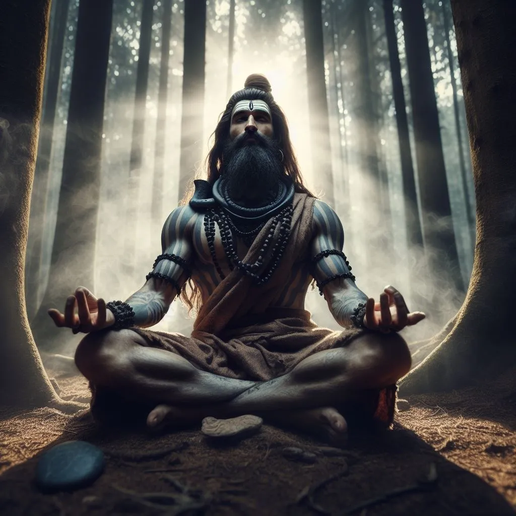Lord Shiva with a beard sitting in the forest meditation. | Gallery ...