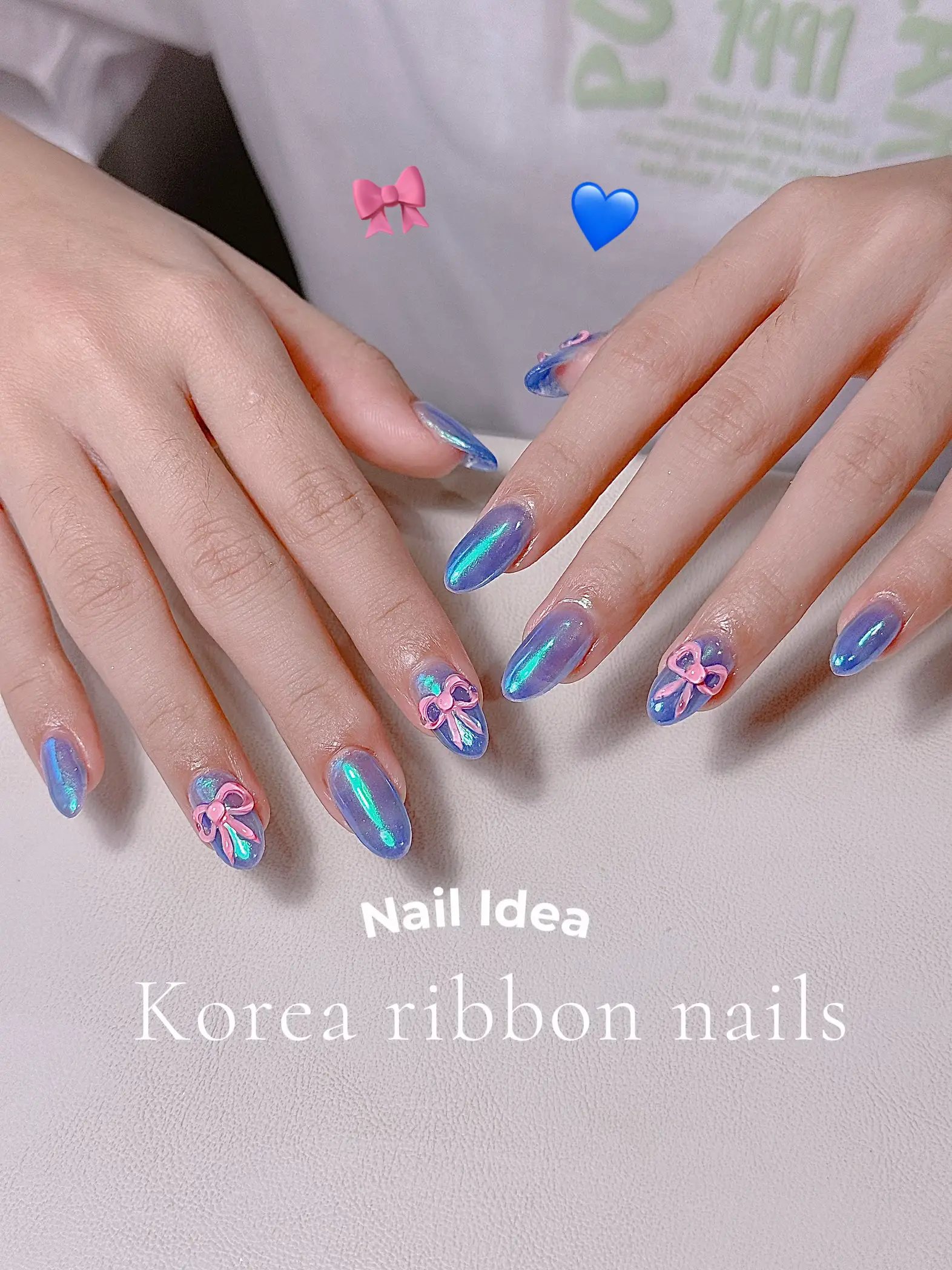 🎀💙 ไอเดียลายเล็บ ( ribbon nails ) | แกลเลอรีที่โพสต์โดย 🩵🎀 Happy🐰🫧 | Lemon8