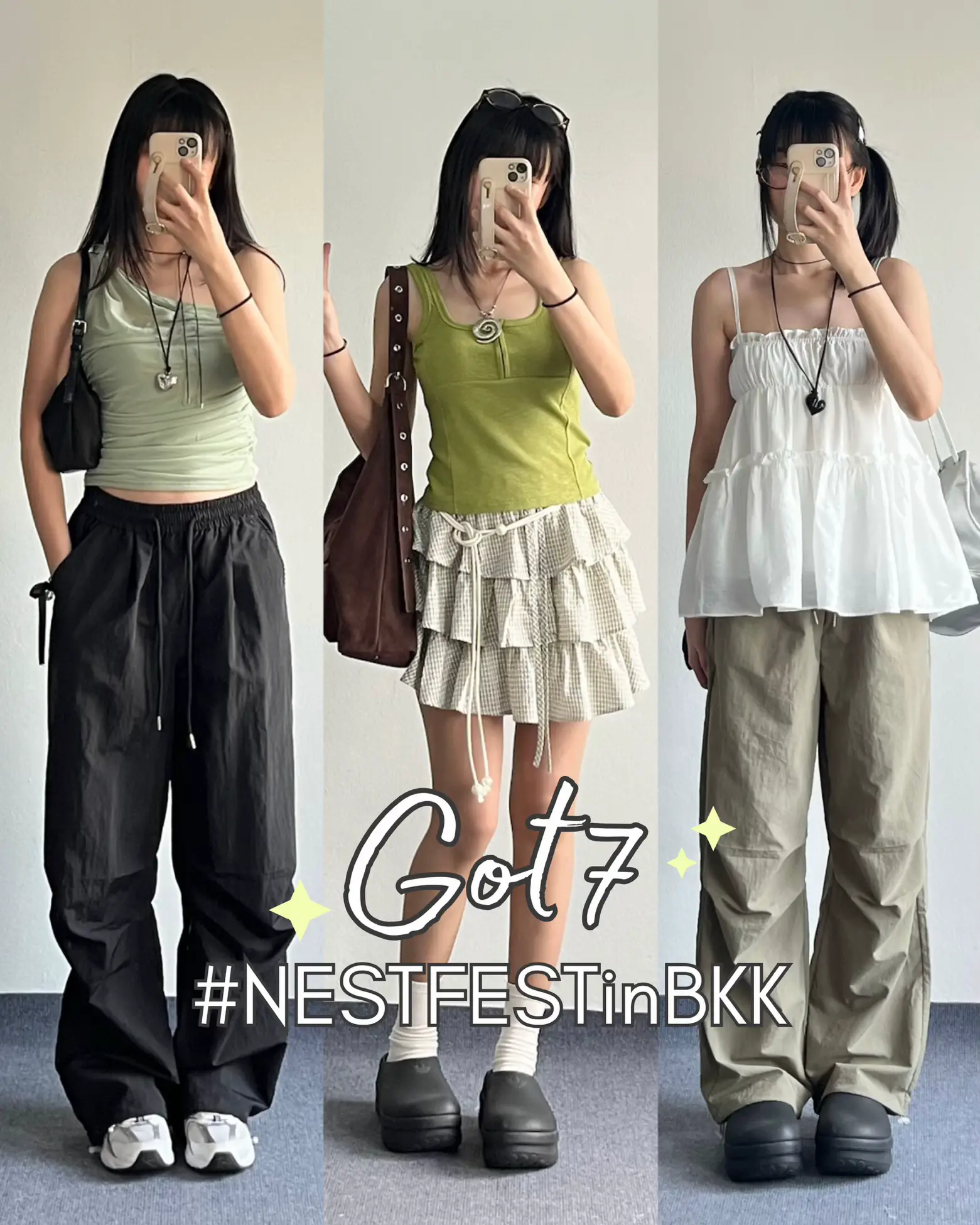 ไอเดียแต่งตัวไปคอน GOT7 💚👀! ชุดไหนดีคะ | แกลเลอรีที่โพสต์โดย a. | Lemon8