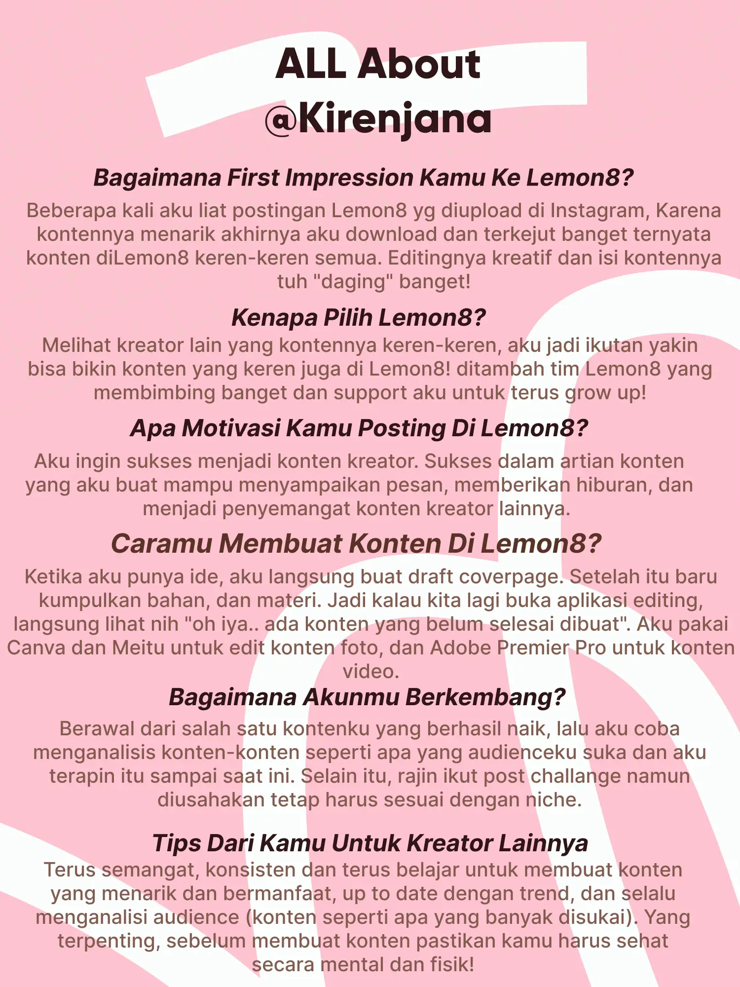 Lemon8 Creators’ Story Ep19: kirenjana | Galeri diposting oleh Lemon8_ID | Lemon8