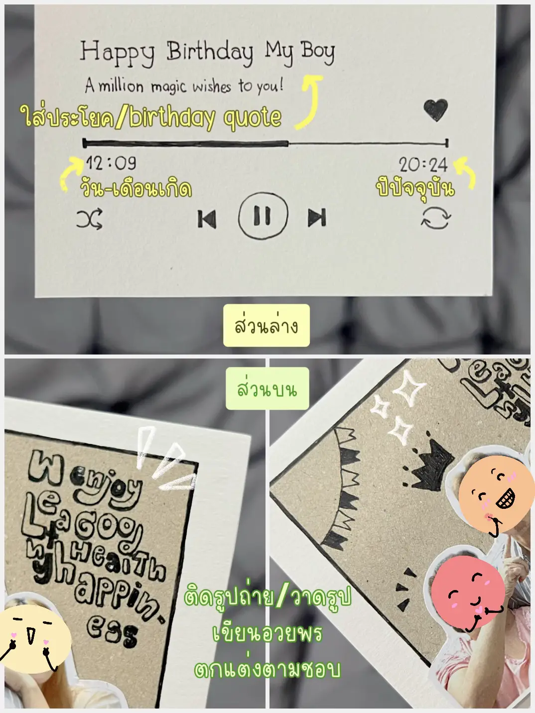 DIY การ์ดวันเกิด Theme Playlist แสนง่าย👩‍🎨🎉🎁 | แกลเลอรีที่โพสต์โดย ᴋᴋ ...