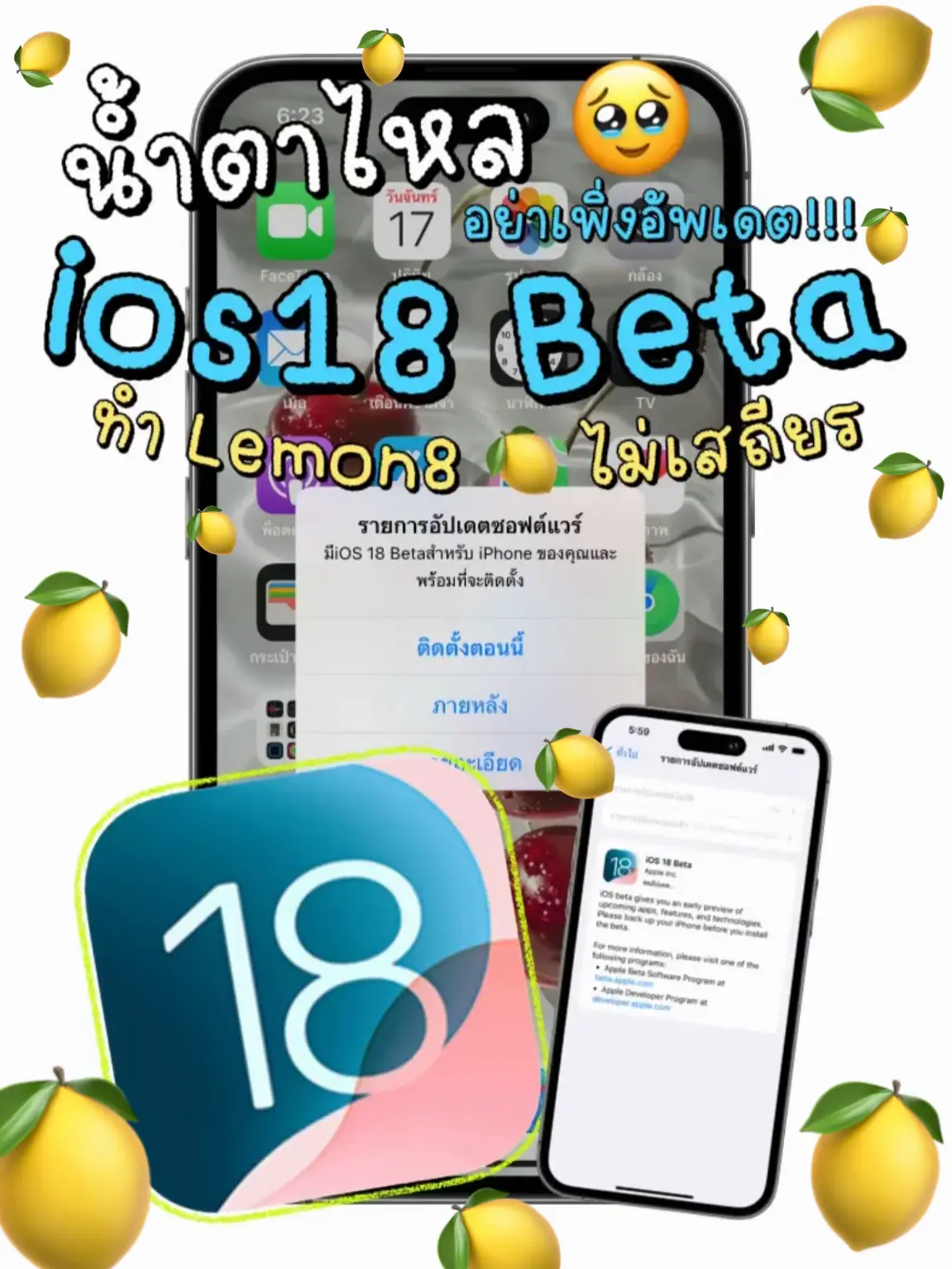อย่าเพิ่งอัพนะ ios 18 beta 🥹 | แกลเลอรีที่โพสต์โดย พลอยรีวิวเอง🍒 | Lemon8