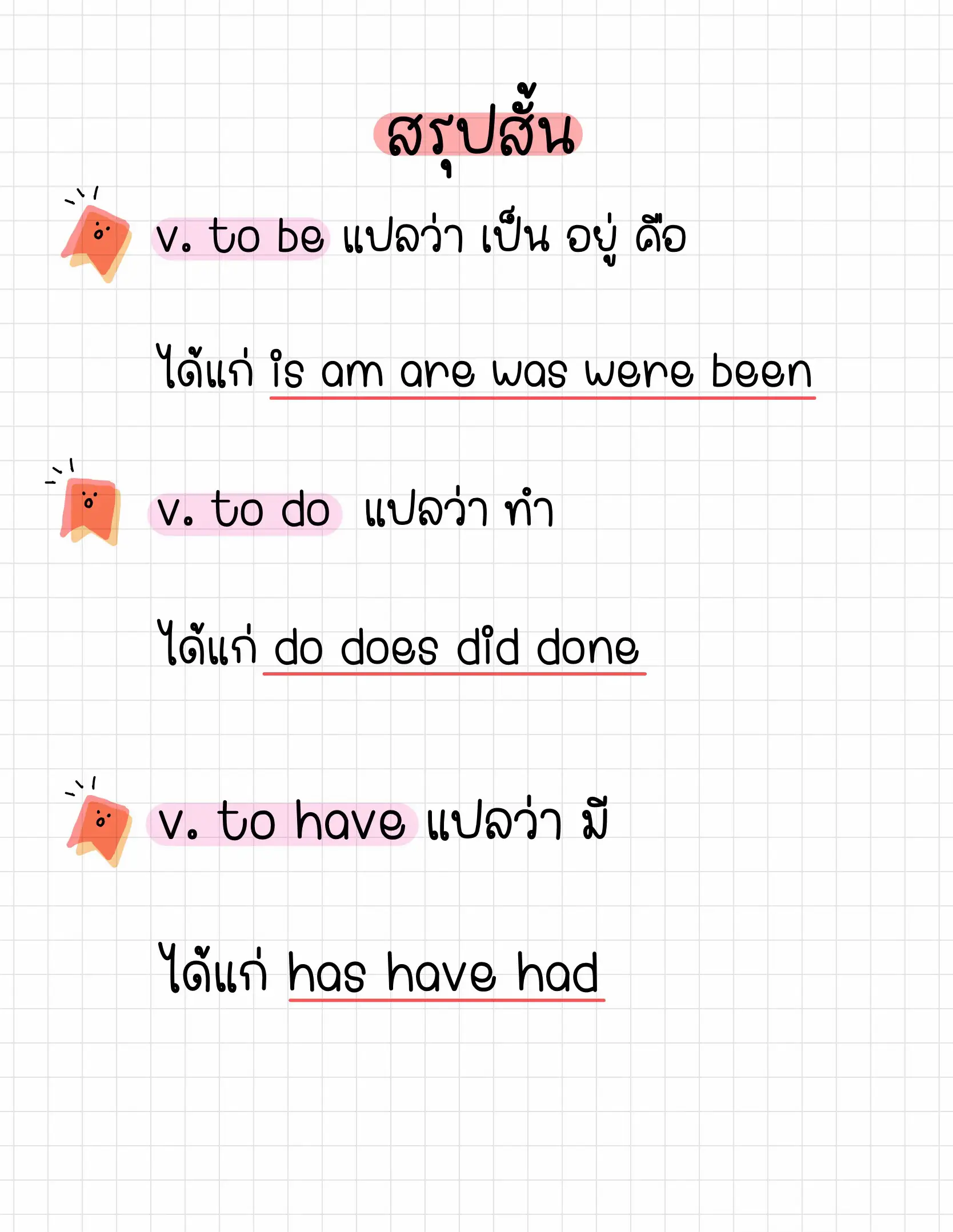 สรุปสั้นๆ คำกริยา Verb to…. ฉบับเข้าใจง่าย 🌈 | แกลเลอรีที่โพสต์โดย A ...