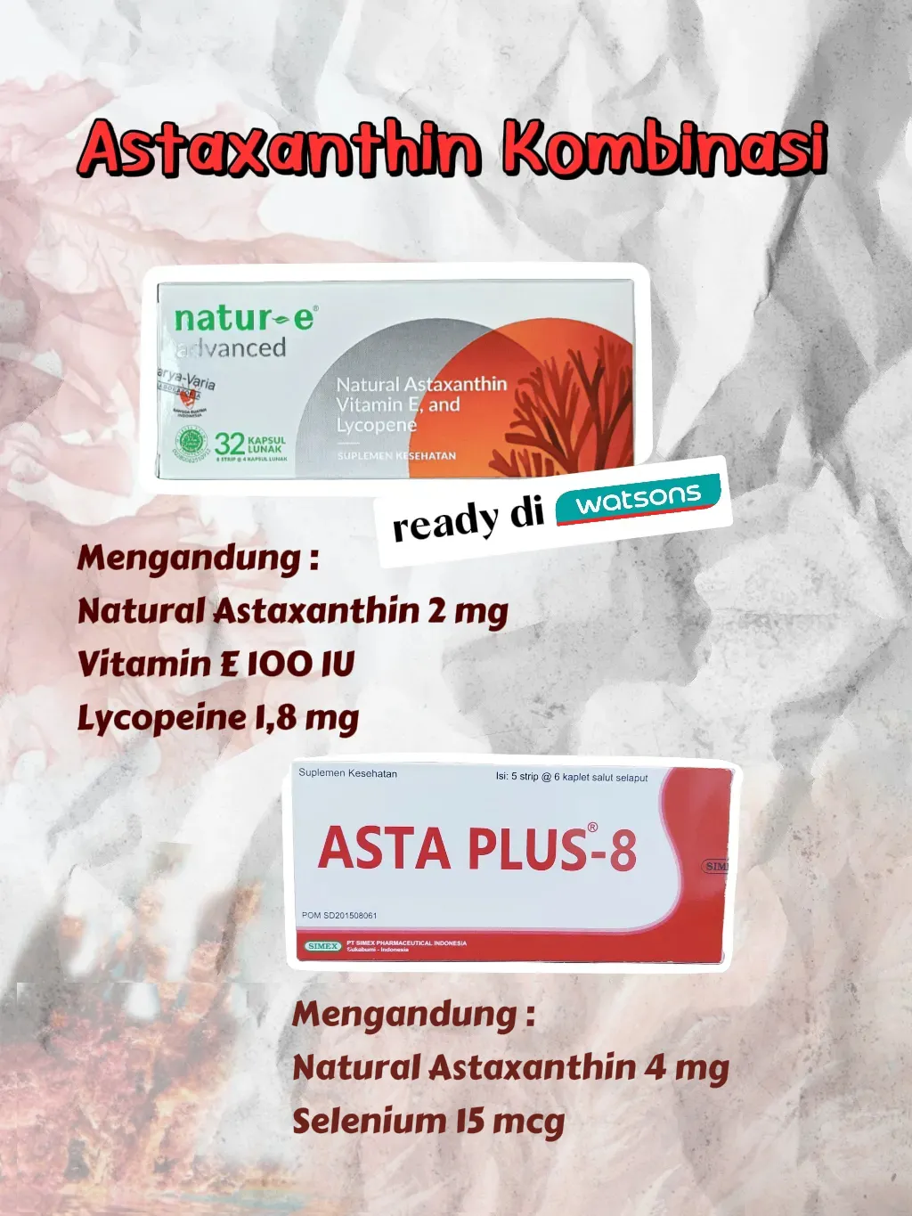 Suplemen Kulit: Astaxanthine 💊 | Galeri diposting oleh Riny Erfiah | Lemon8