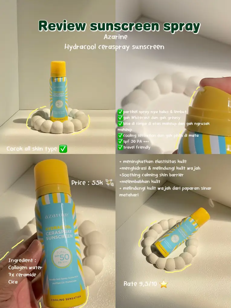 Review sunscreen spray | Galeri diposting oleh Almira ozara | Lemon8