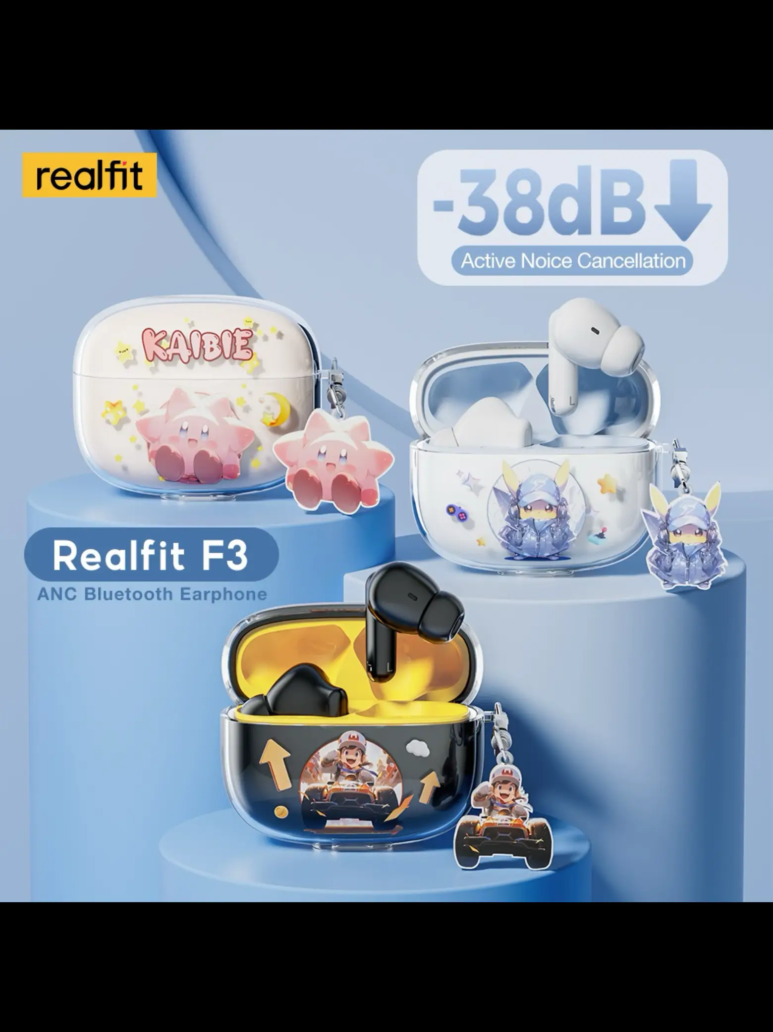 ลองดู Realfit F3 ANC หูฟังบลูทูธ -38dB ตัดเสียงรบกวน พร้อม | แกลเลอรี ...
