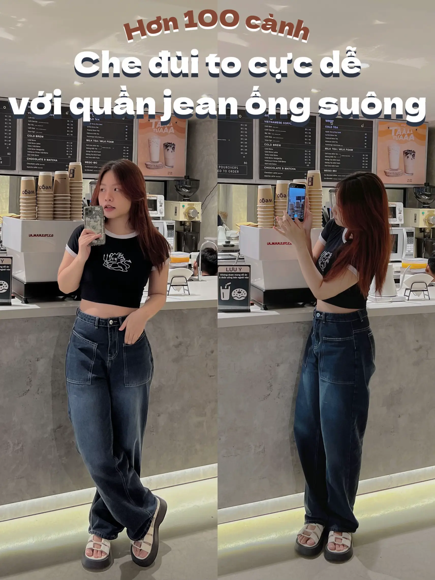 Che đùi to đơn giản với chiếc quần jean ống suông | Bộ sưu tập do ...