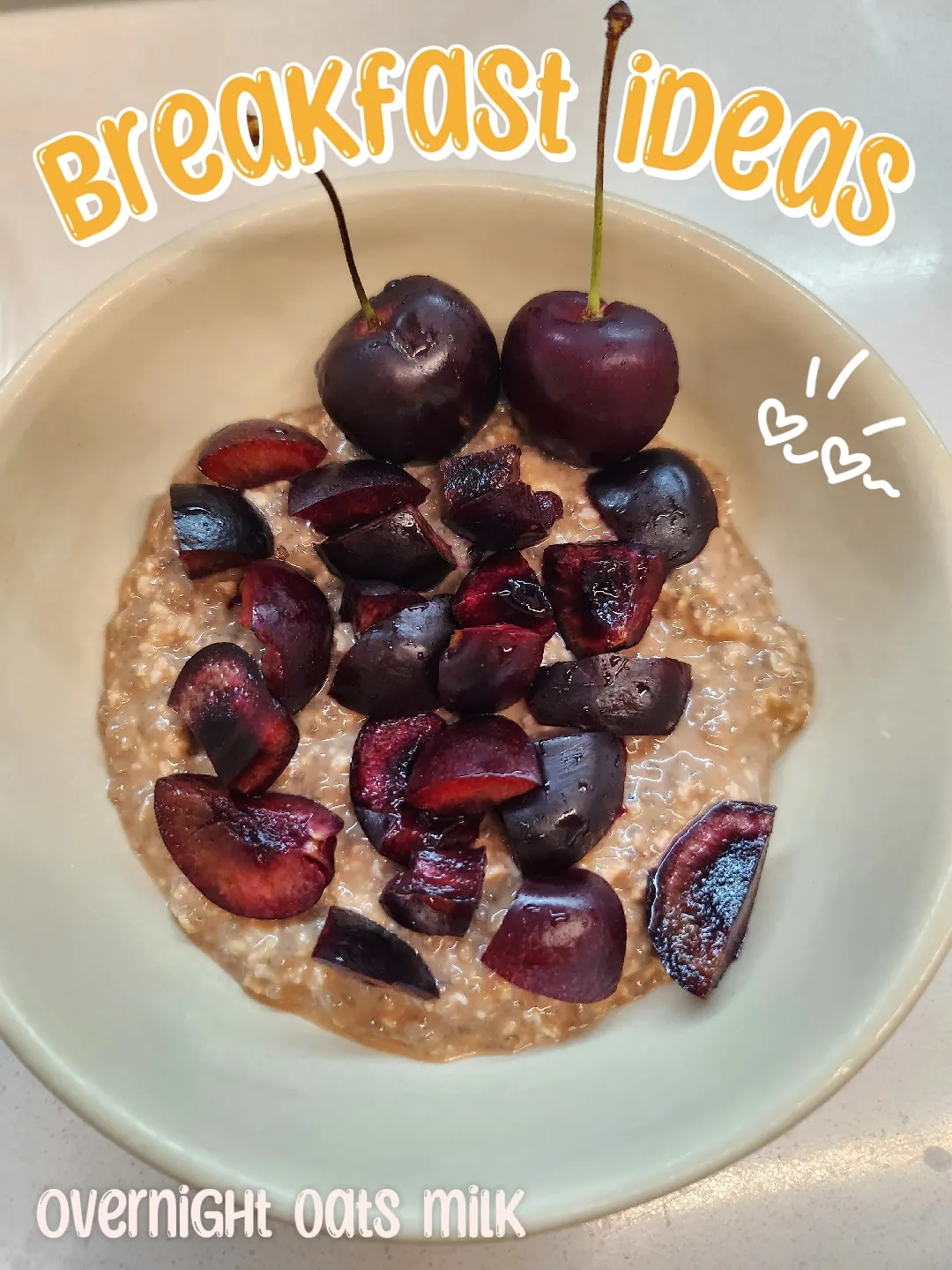 Cherry Overnight oats milk 💜 | แกลเลอรีที่โพสต์โดย JeAb JEab WaNi | Lemon8