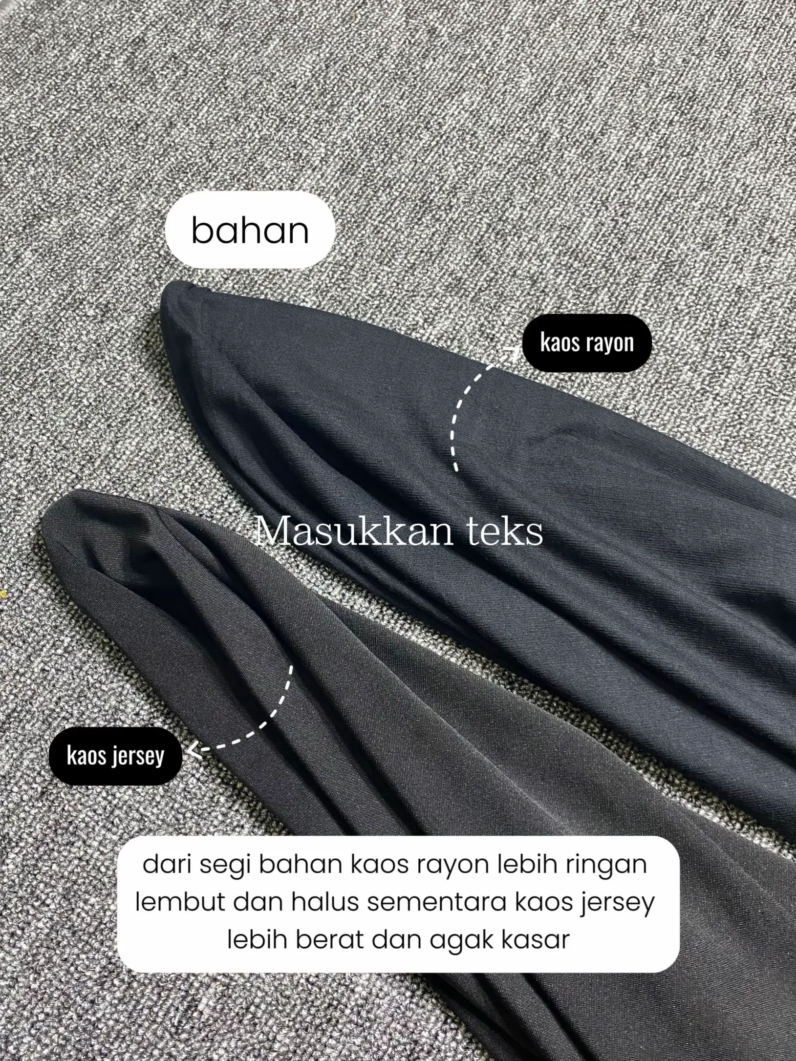 perbedaan pashmina bahan kaos rayon vs jersey🧕🏻 | แกลเลอรีที่โพสต์โดย komstory୨୧ | Lemon8