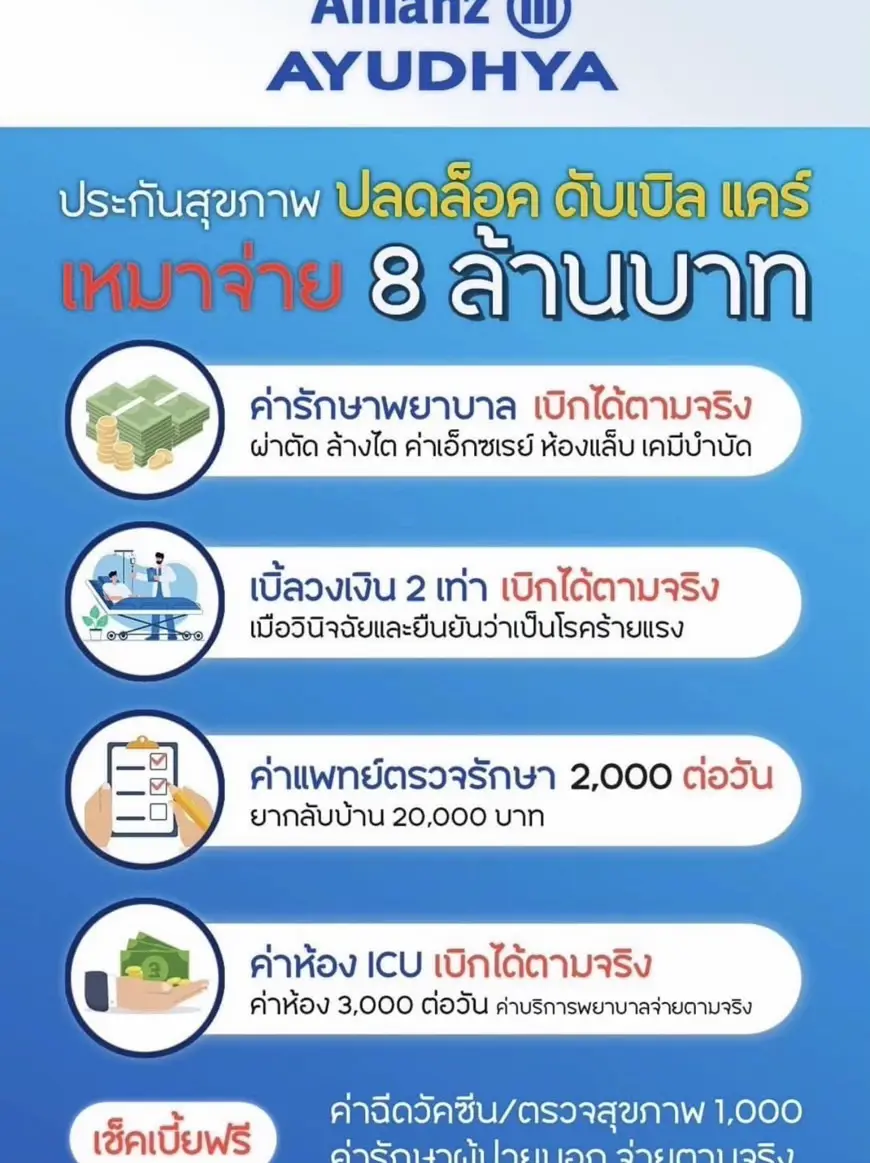 ประกันเหมาจ่าย Allianz AYUDHYA | แกลเลอรีที่โพสต์โดย Chayanit | Lemon8