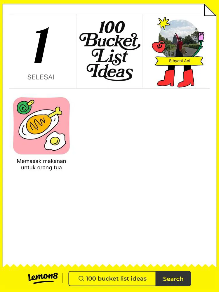 Yuk, cek 100 ide bucket list! | Galeri diposting oleh Sihyani Ani | Lemon8